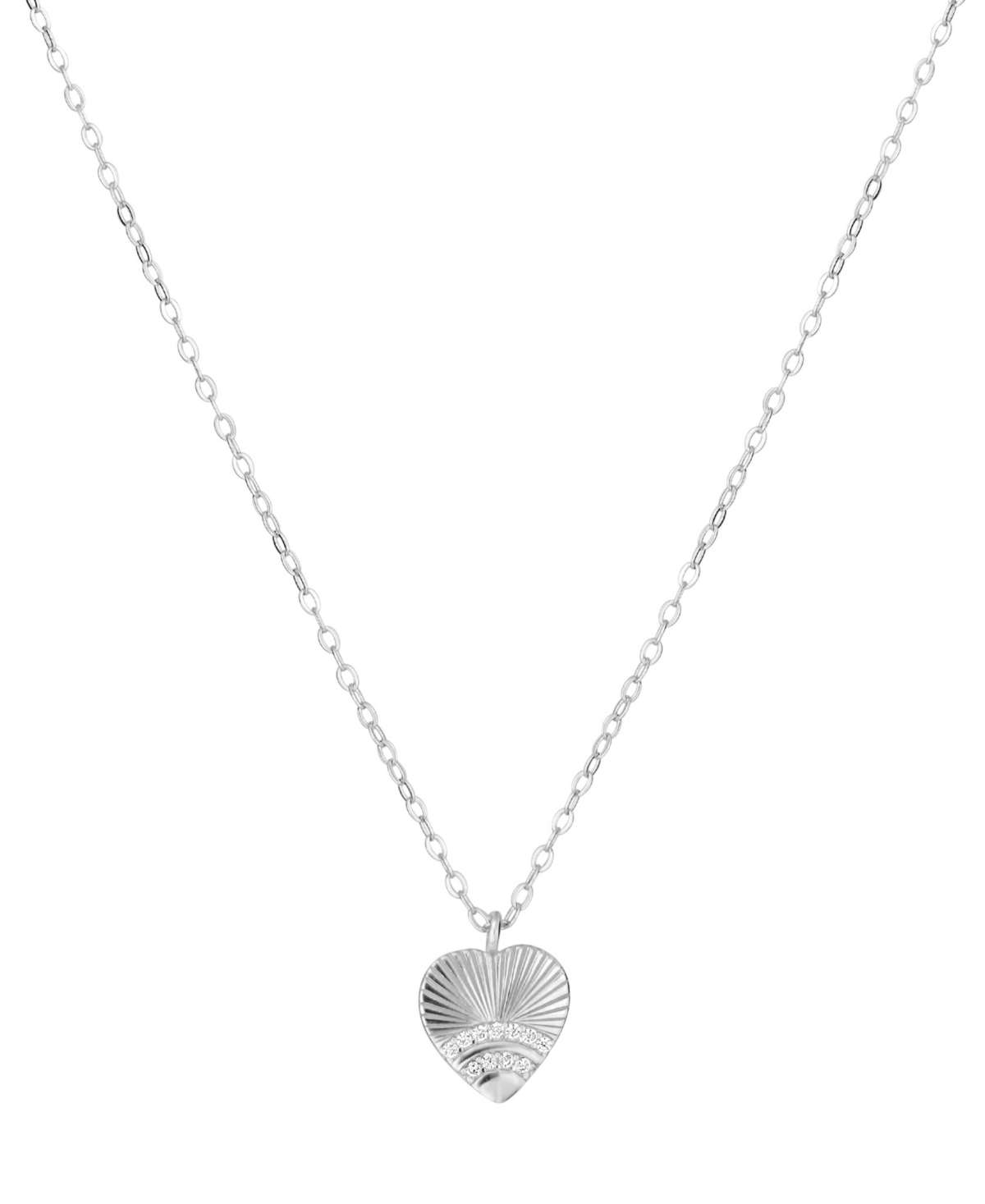 Click here for Cubic Zirconia Fluted Texture Heart Pendant Neckla... prices