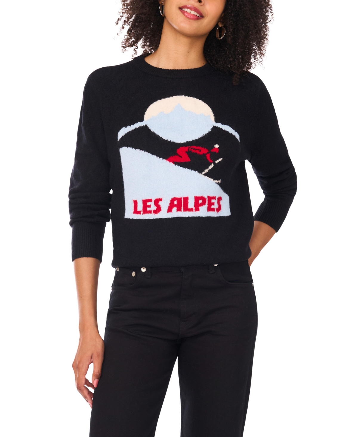 Click here for Vince Camuto Womens Les Alps Motif Crewneck Sweate... prices