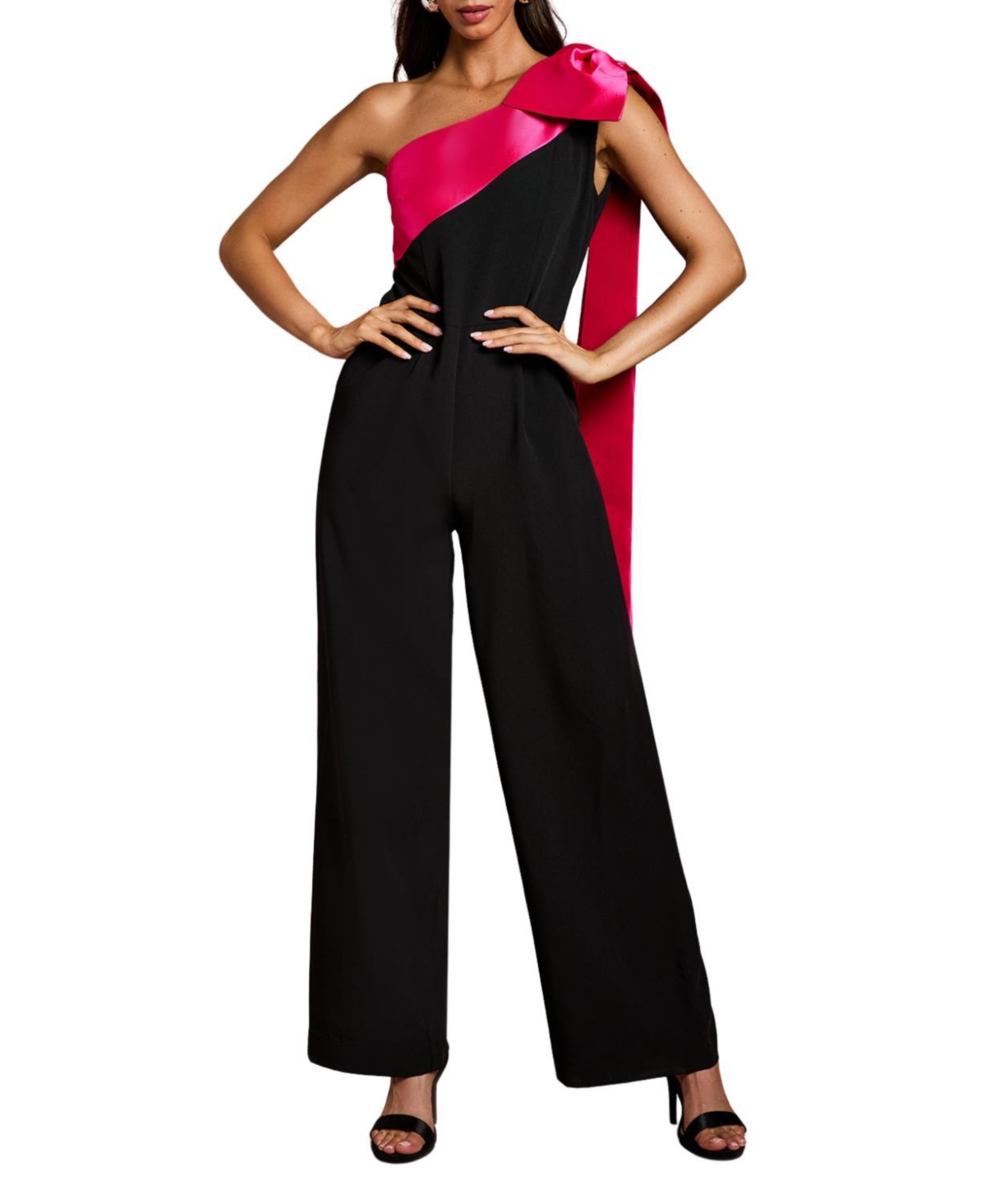 Click here for Coast Womens Bow One Shoulder Wide Leg Jumpsuit -... prices