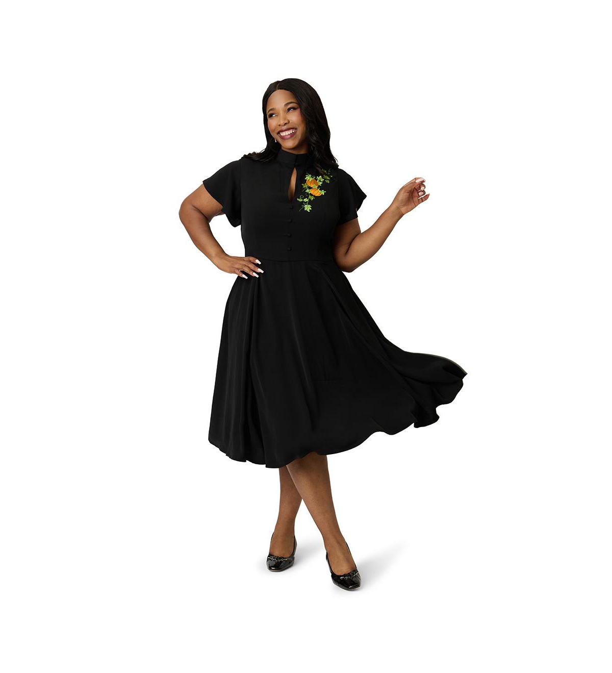 Unique Vintage Plus Size 1940s Baltimore Swing Dress - Black