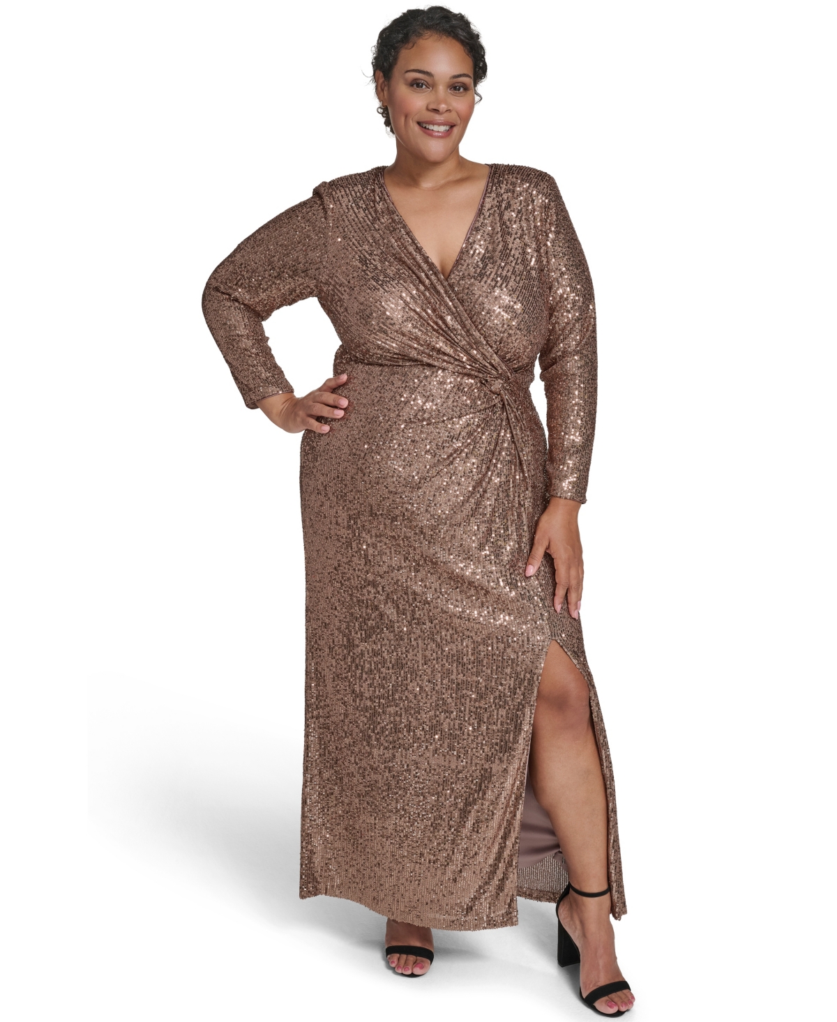 Click here for Jessica Howard Plus Size Sequin Twist-Front Long S... prices