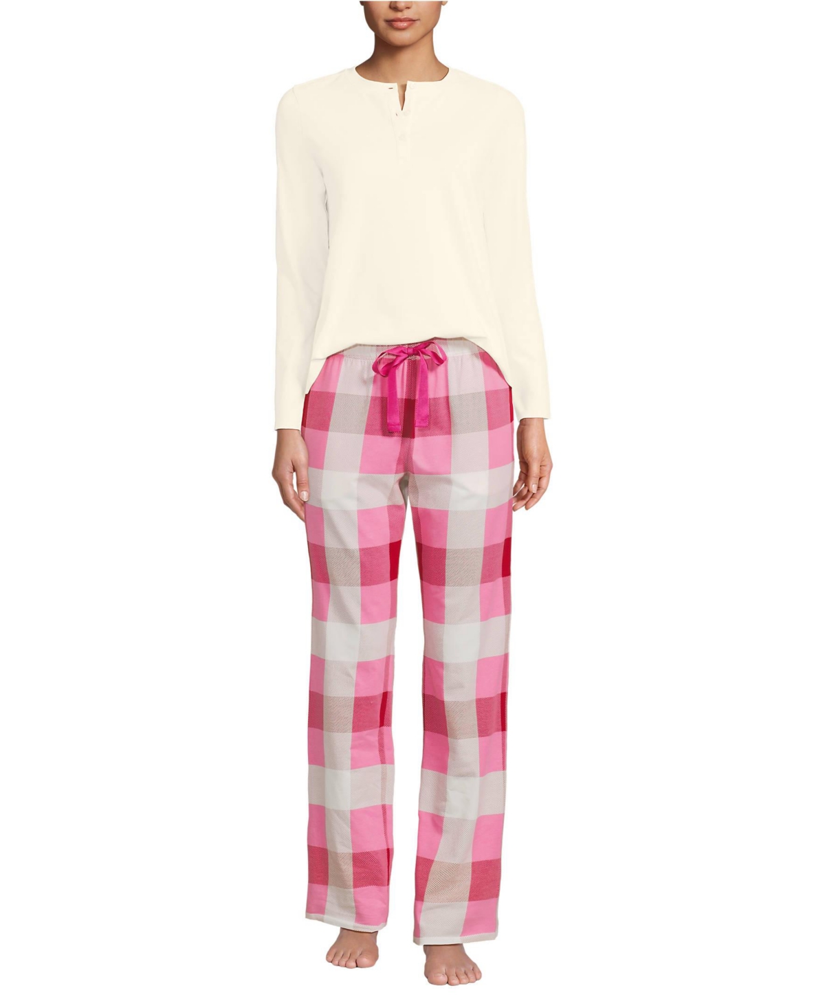 Click here for Lands End Womens Knit 2 Piece Pajama Set - Long Sl... prices