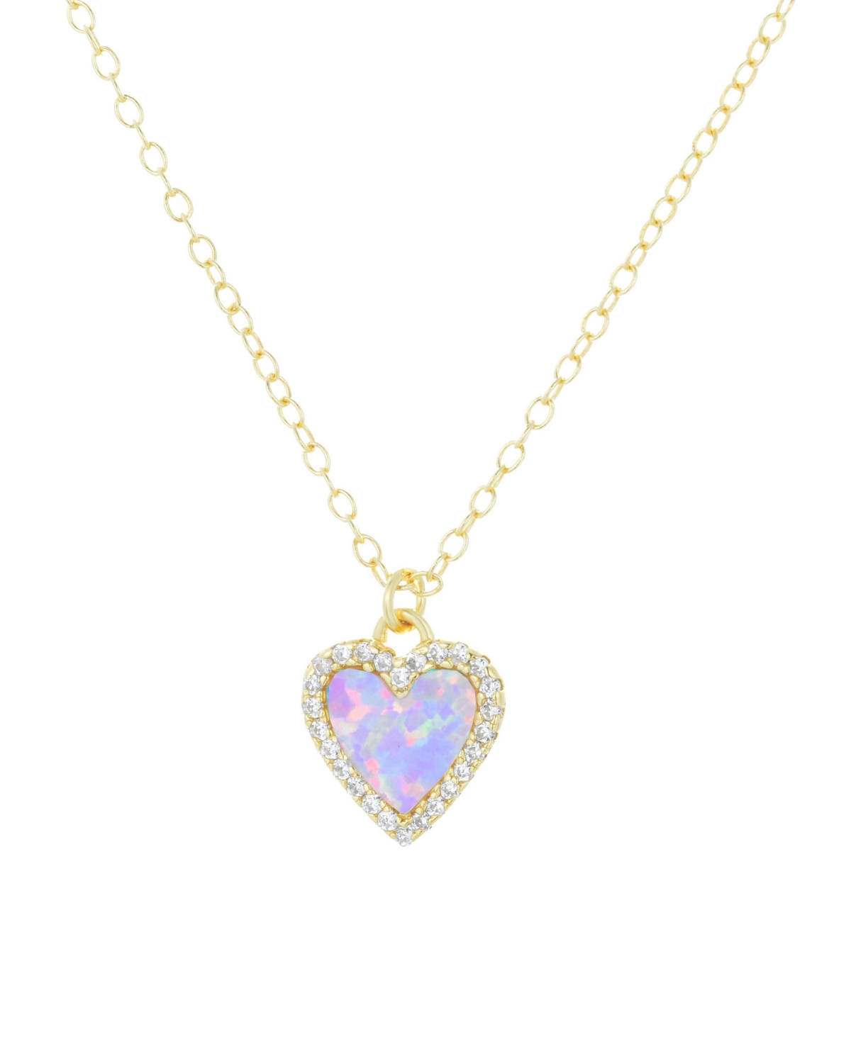 Click here for Kamaria Mini Heart Necklace with Lab-Grown Opal in... prices