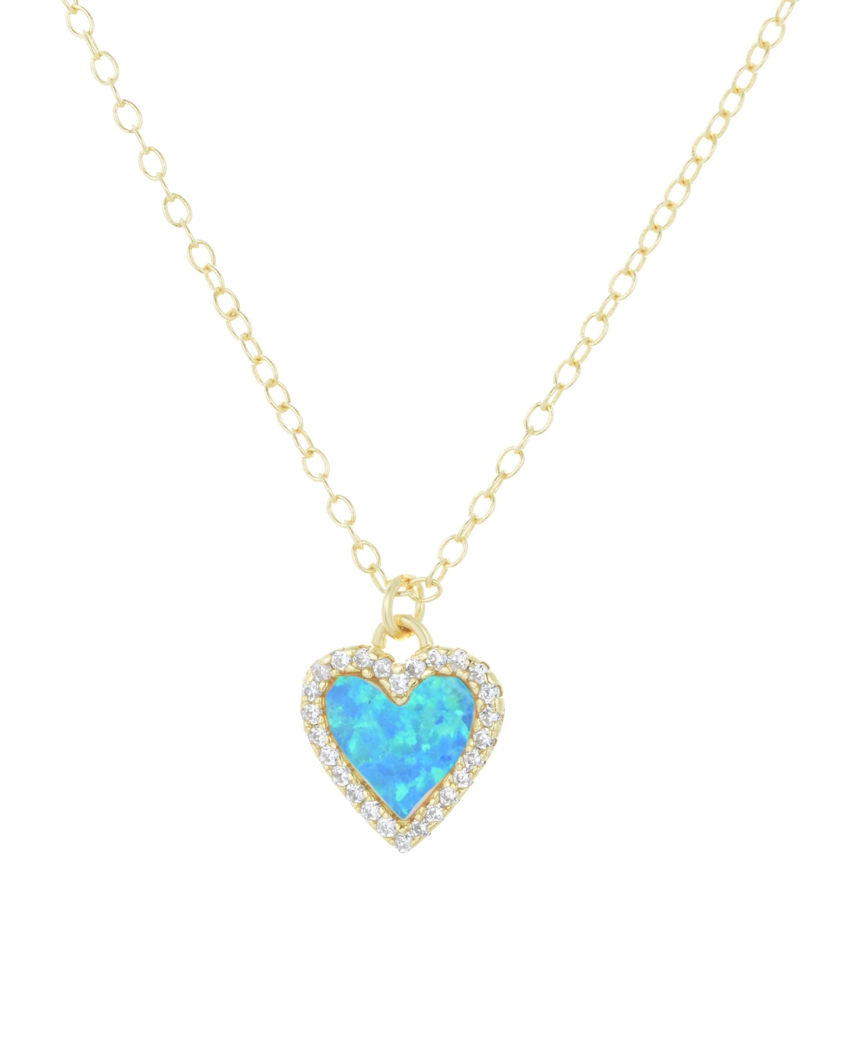 Click here for Kamaria Mini Heart Necklace with Lab-Grown Opal in... prices