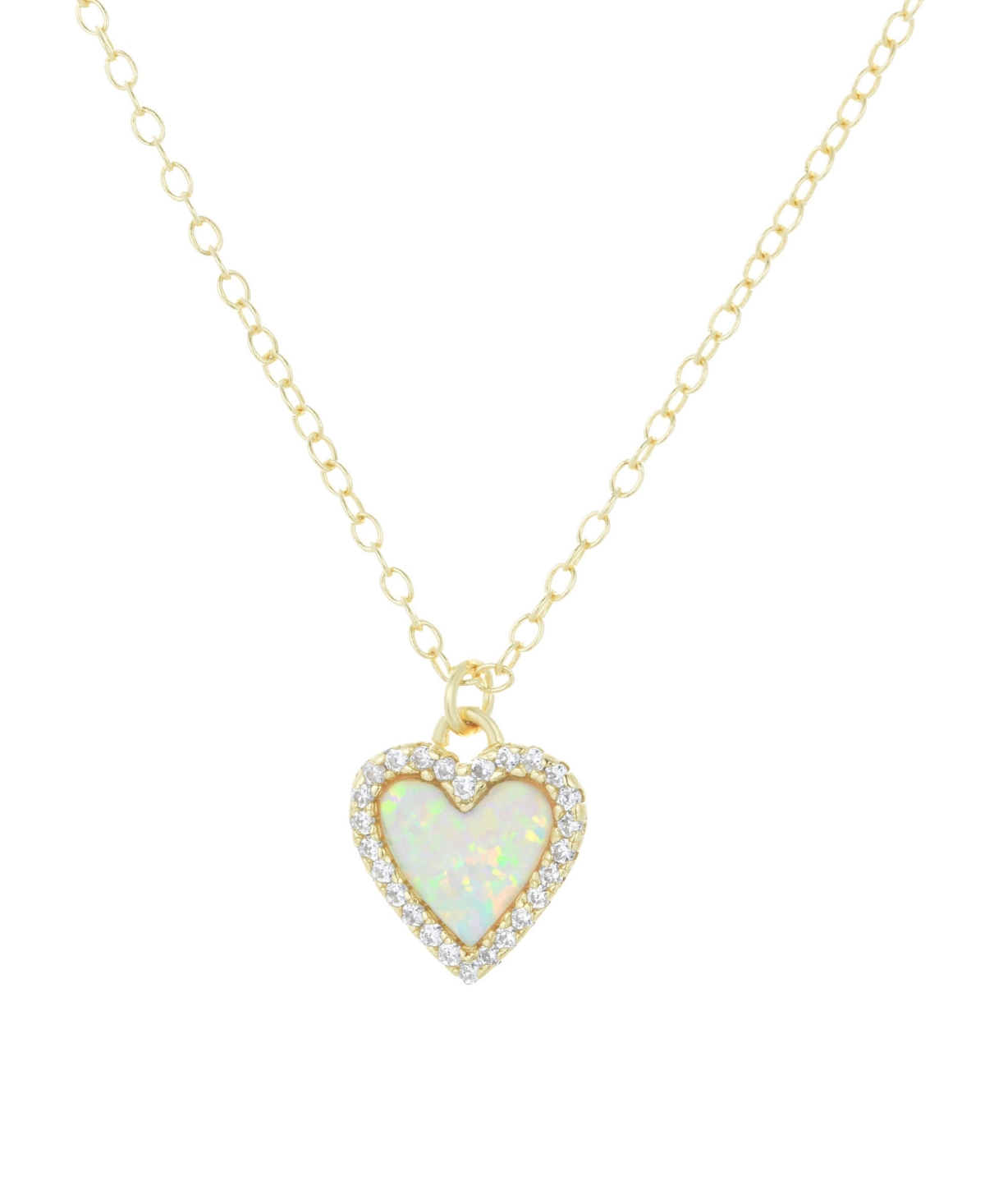 Click here for Kamaria Mini Heart Necklace with Lab-Grown Opal in... prices