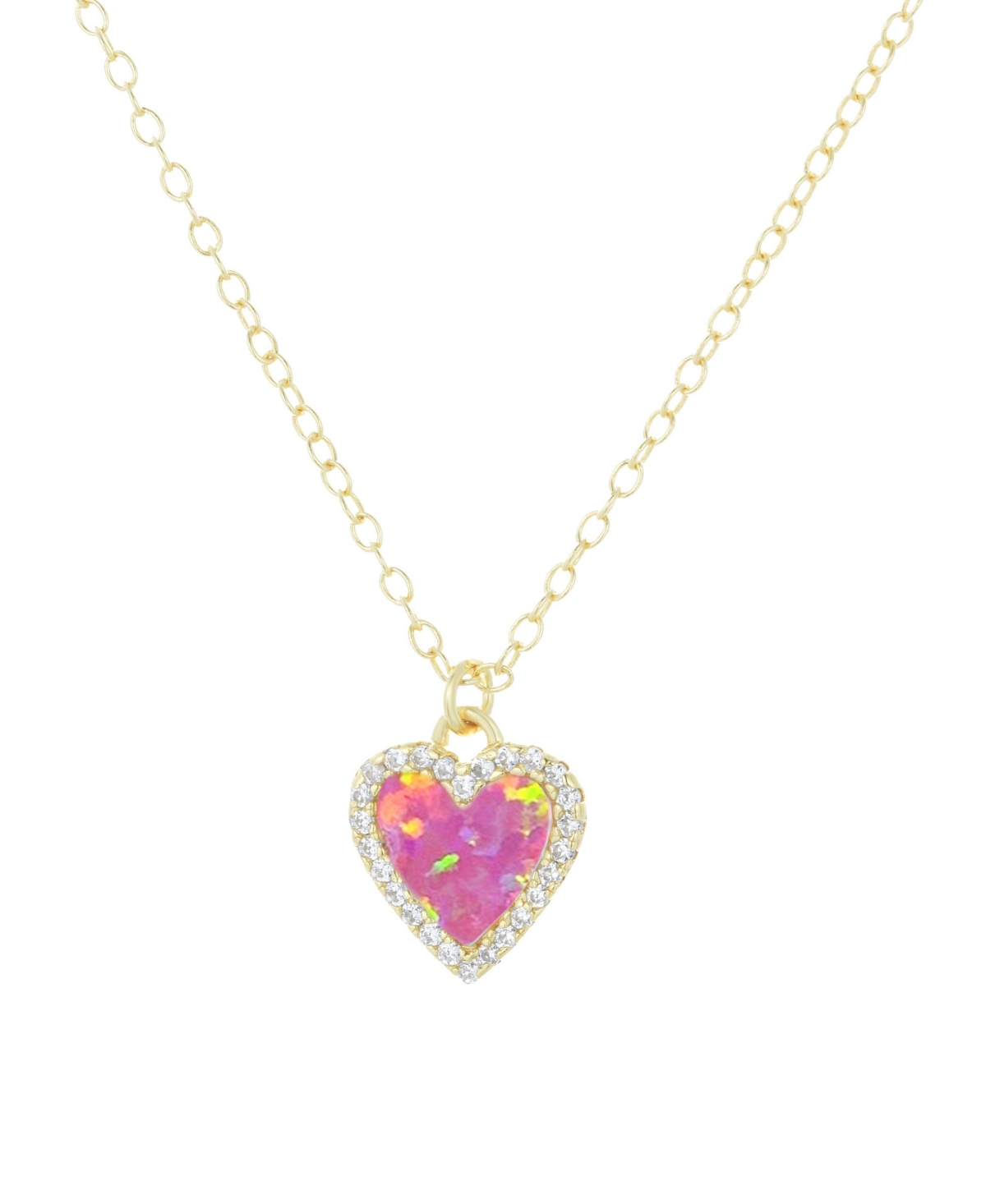 Click here for Kamaria Mini Heart Necklace with Lab-Grown Opal in... prices