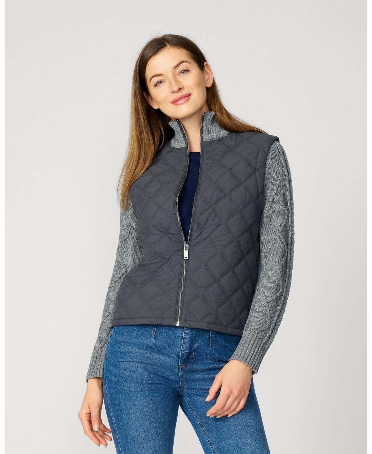 Click here for Cable & Gauge Womens Quilted Zip Up Sweater Jacket... prices