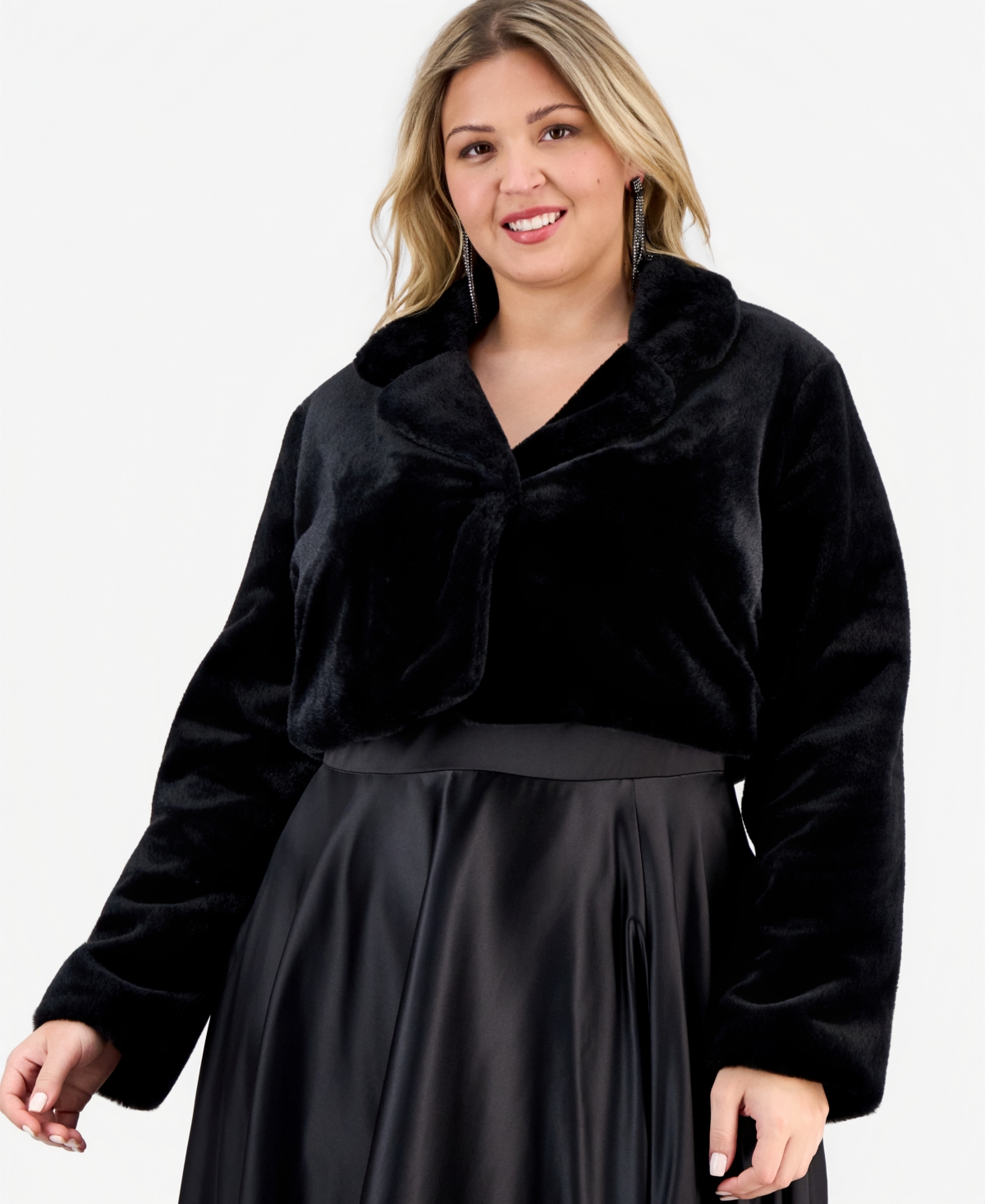 Click here for Bcx Trendy Plus Size Cropped Faux-Fur Jacket - BLA... prices