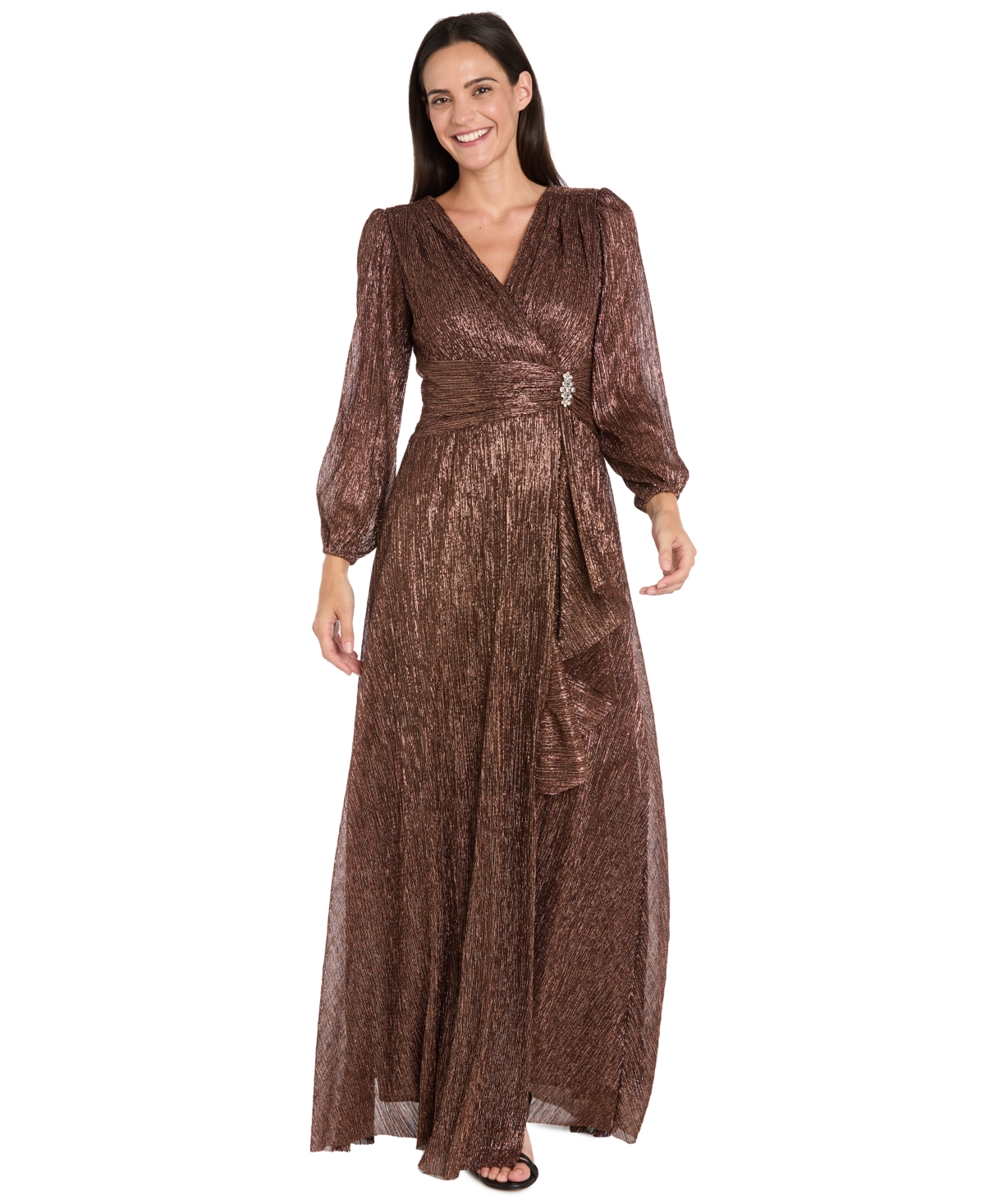 Click here for R & M Richards Petite Long Sleeve Crinkle Pleated... prices