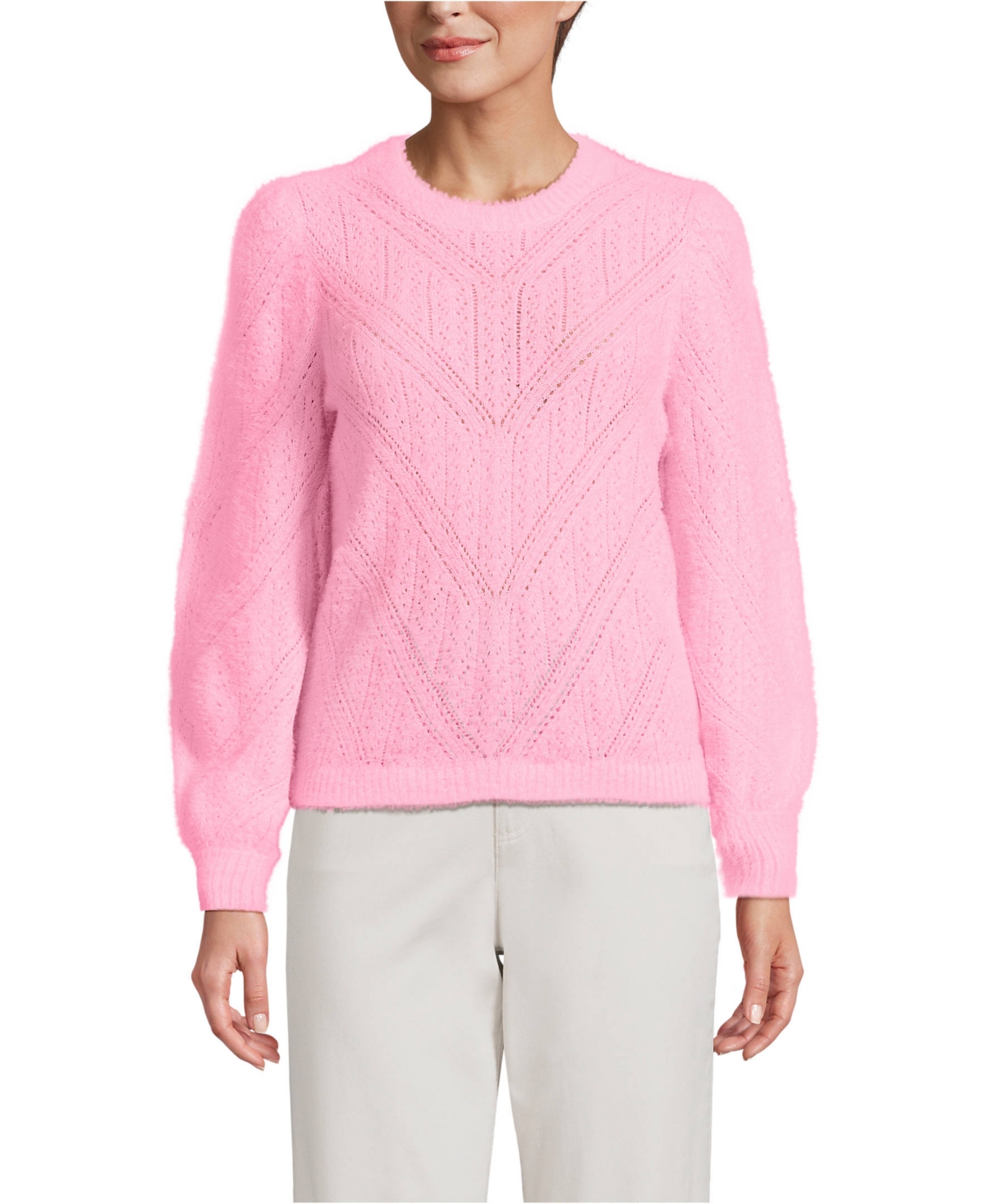 Click here for Lands End Womens Eyelash Fuzzy Pointelle Puff Slee... prices