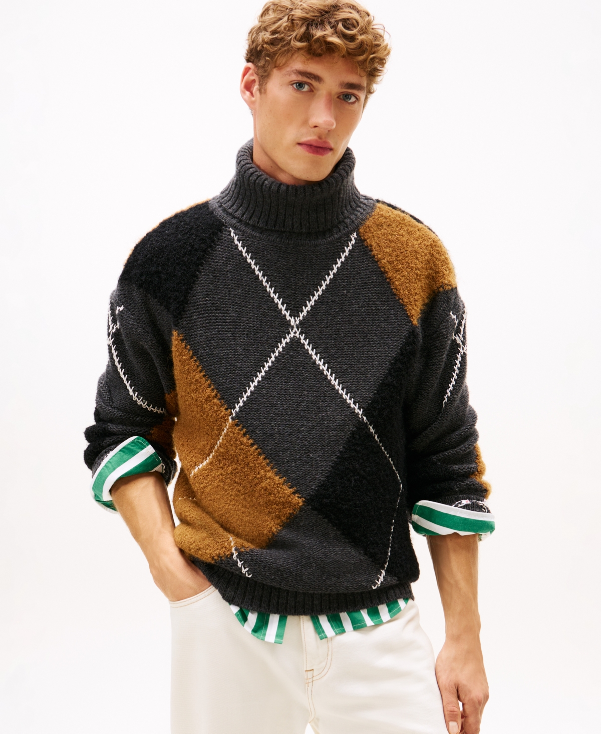 Click here for Tommy Hilfiger Mens Roll-Neck Argyle Sweater - Dar... prices