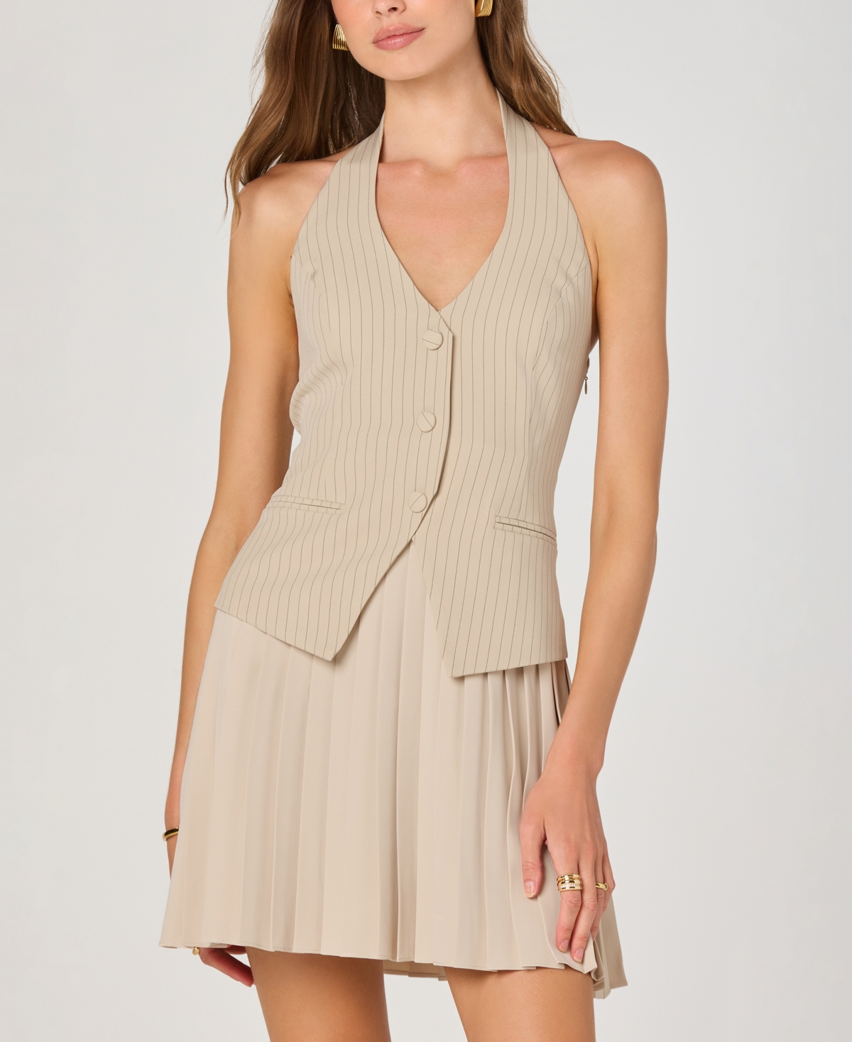 Click here for Astr the Label Womens V-Neck Vest Combo Dress - Cr... prices