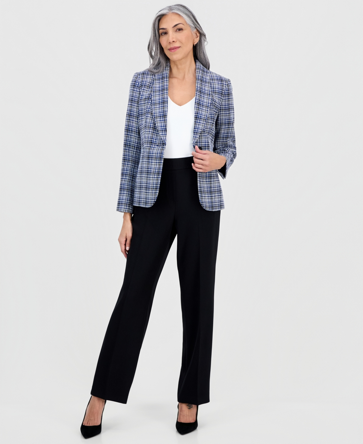 Click here for Kasper Womens Gracie High-Rise Straight-Leg Pants... prices