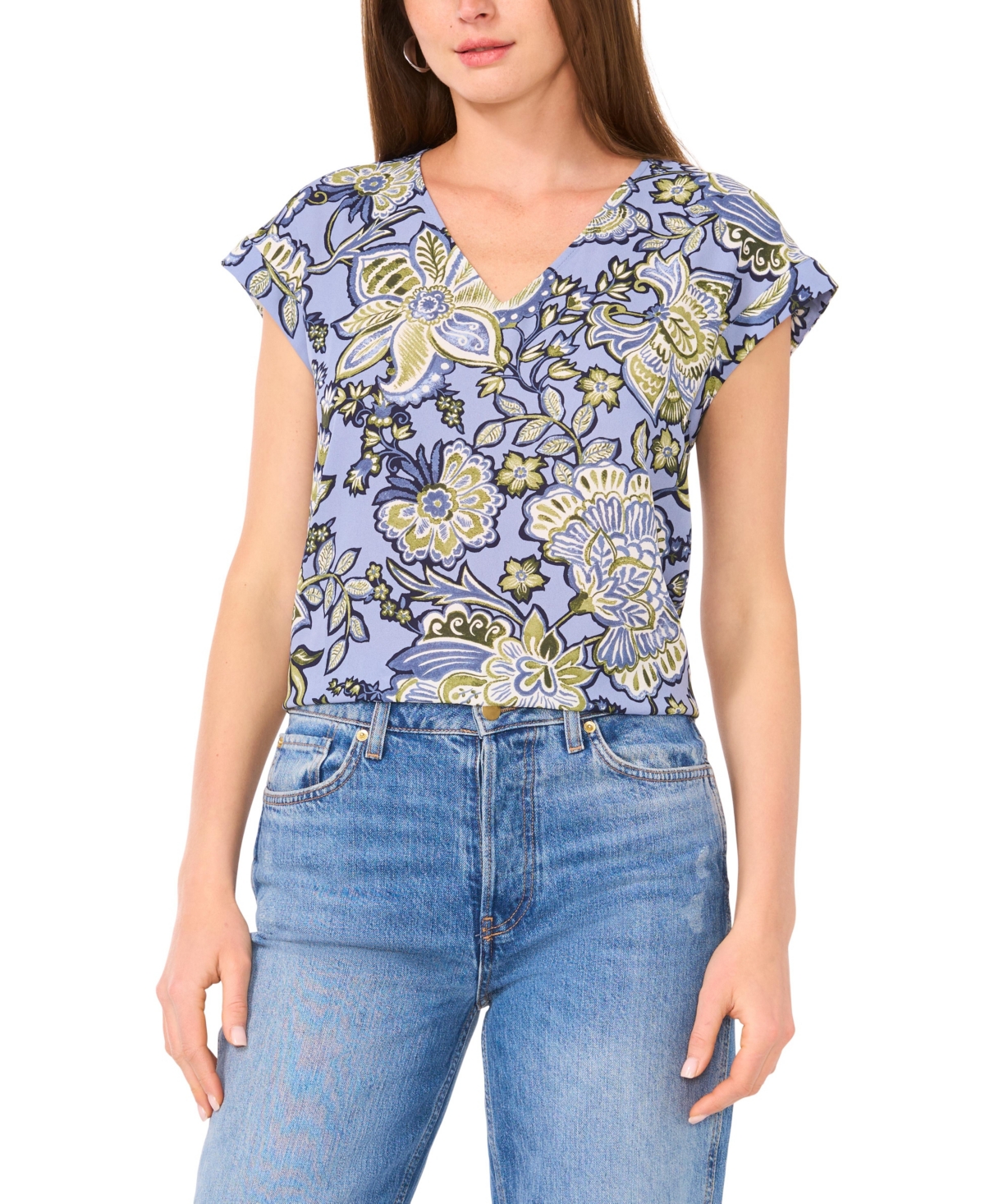 Click here for Vince Camuto Womens V-Neck Drop Shoulder Top - Vin... prices