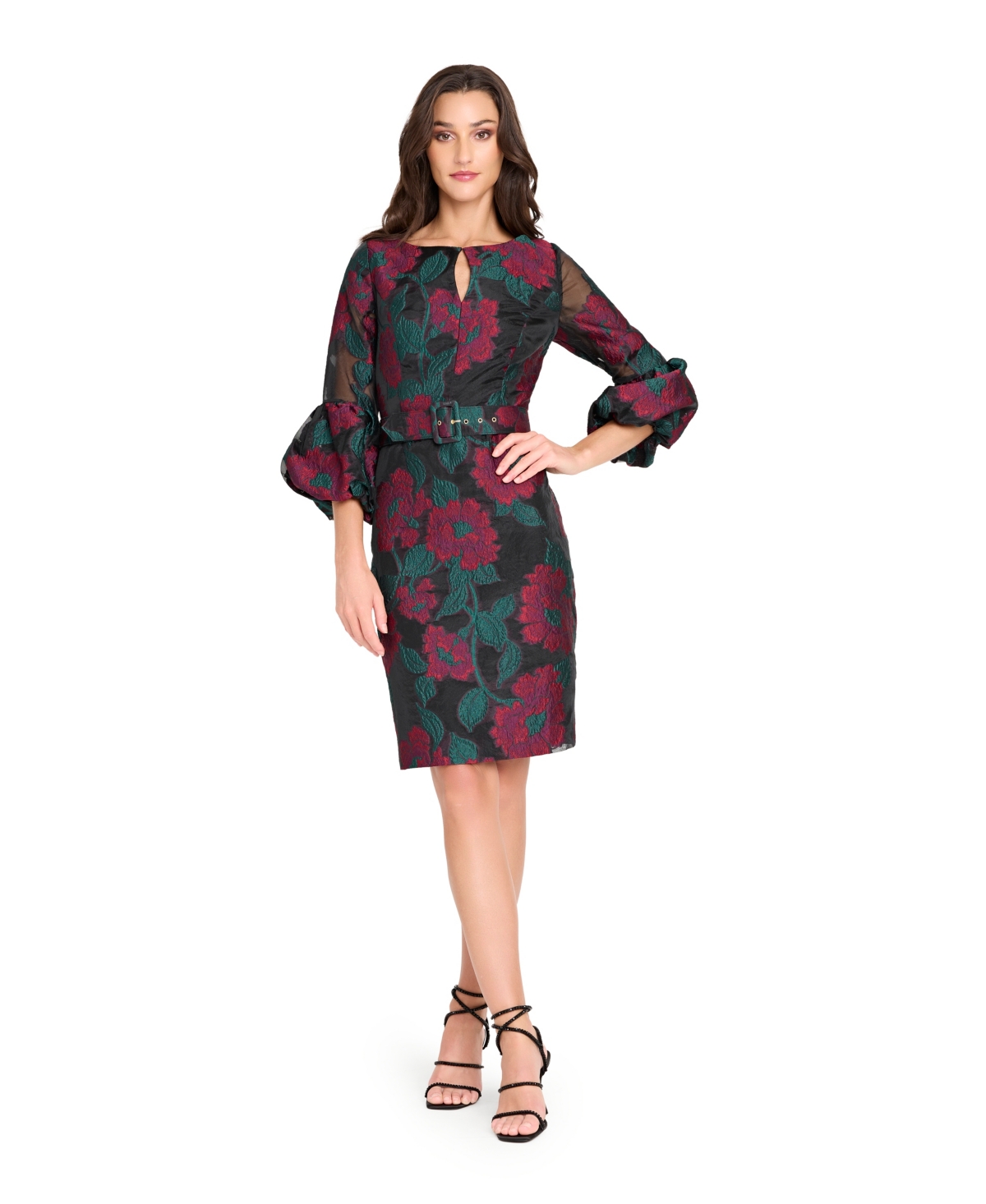 Click here for Tahari Asl Womens Belted Slim Puff Cuffs Dress - B... prices