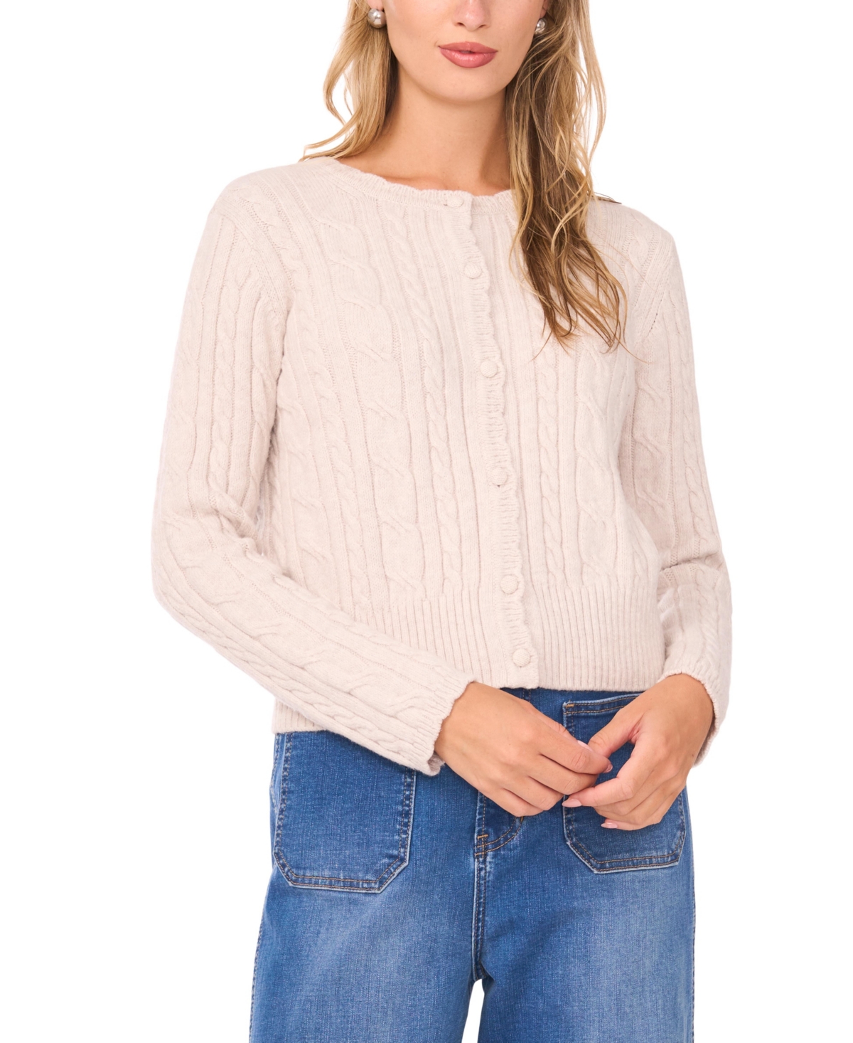 Click here for Vince Camuto Womens Long Sleeve Scallop Edge Cardi... prices