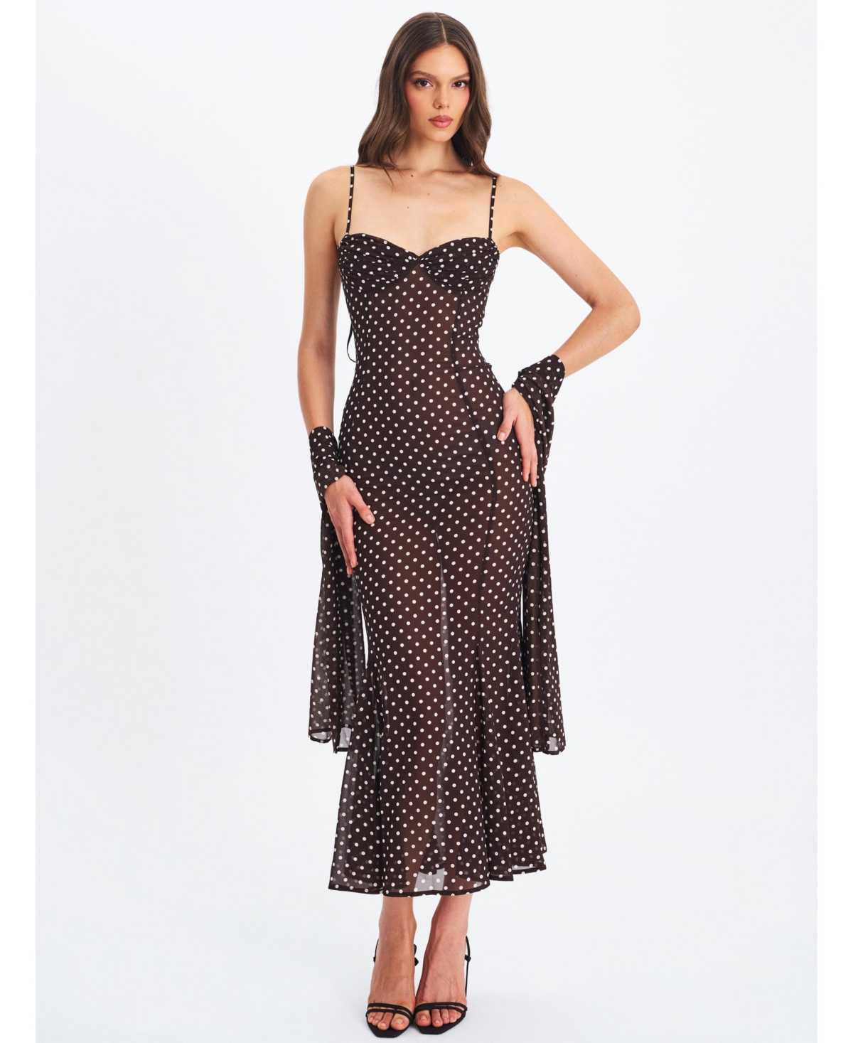 Click here for Miss Circle Womens Yadira Brown Base Polka Dot Chi... prices
