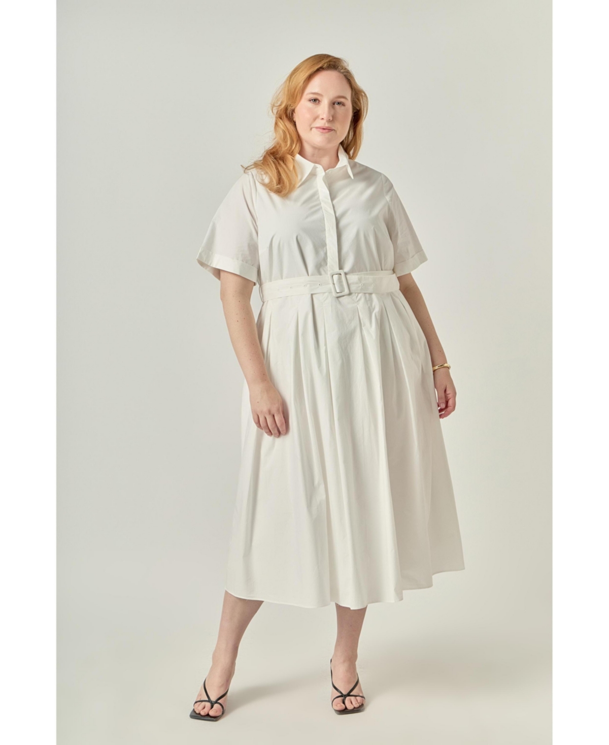 Click here for English Factory Plus Size Belted Midi Dress - Whit... prices