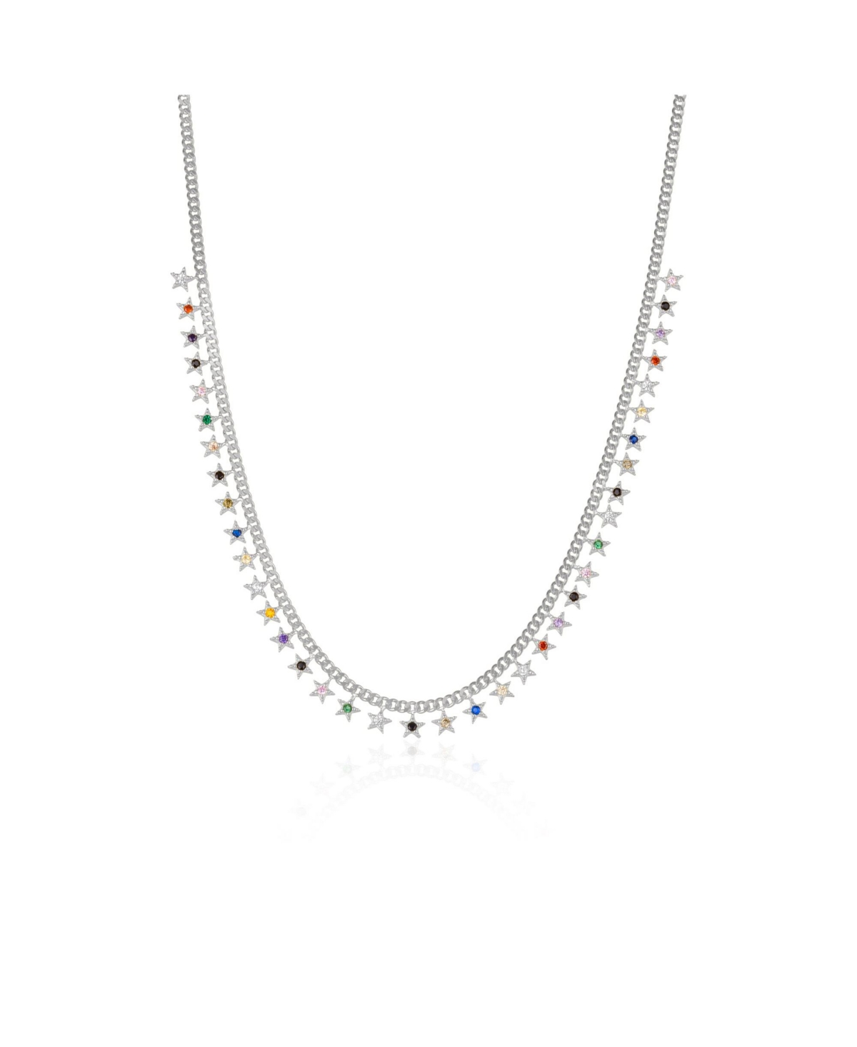Click here for Rainbow Multiple Star Station Necklace Sterling Si... prices