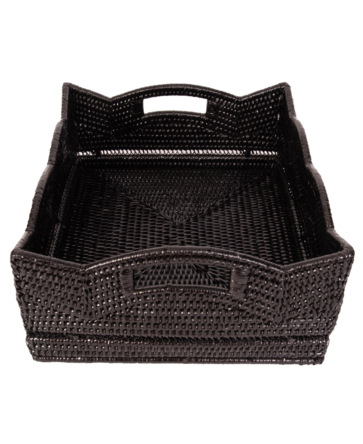 Artifacts Rattan Scallop Collection Shelf Basket - Tudor black