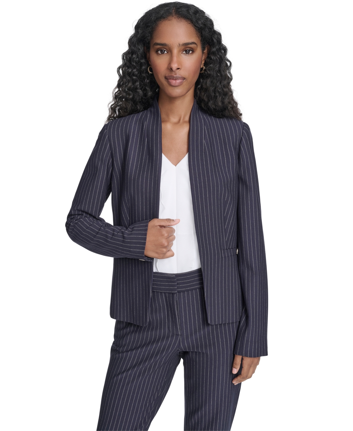 Click here for Tommy Hilfiger Womens Open Front Striped Blazer -... prices