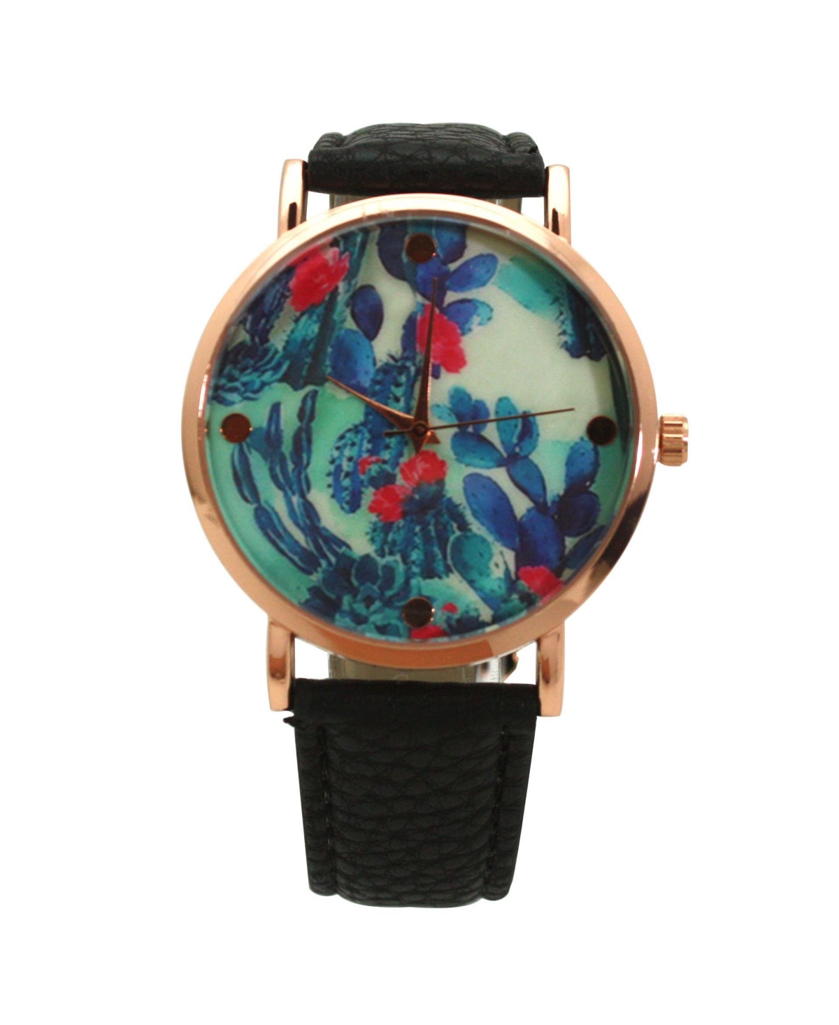 Click here for Olivia Pratt Black Colorful Cactus Dial Leather St... prices