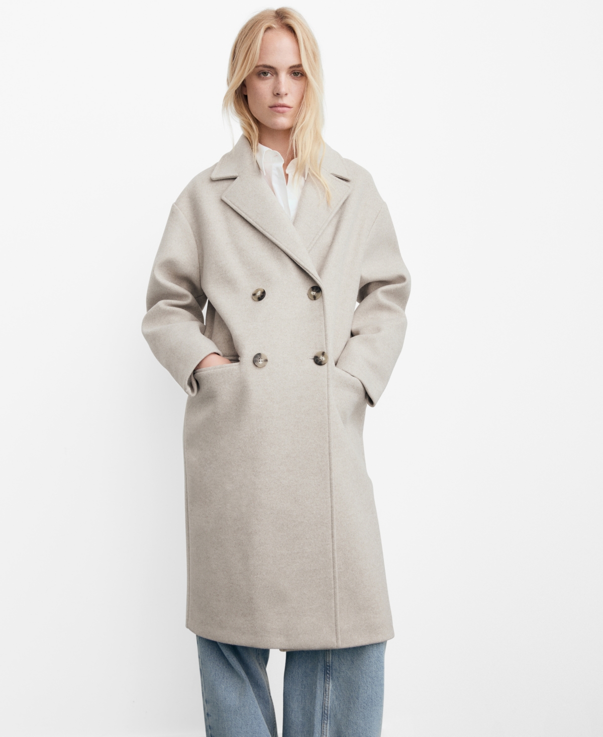 Click here for Mango Womens Double-Breasted Midi Coat - Medium Br... prices
