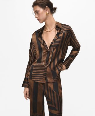 Mango Women's Striped Satin Blouse - Macy's