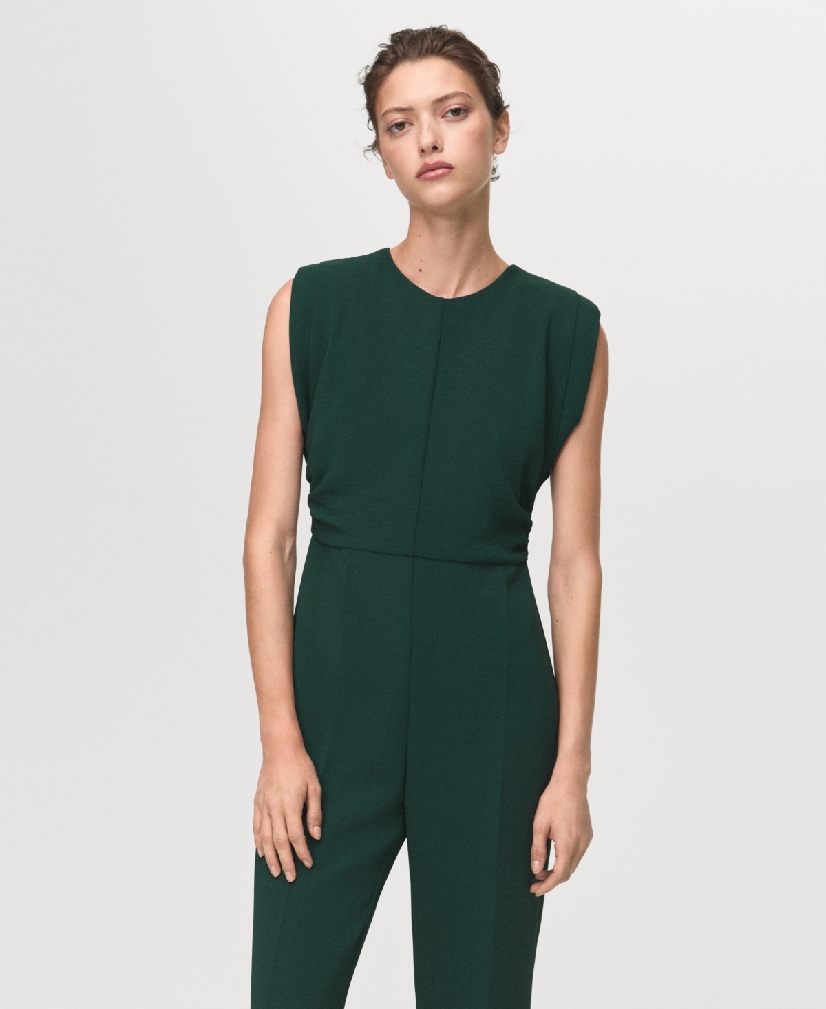 Click here for Mango Womens Ruched Long Jumpsuit - Green prices