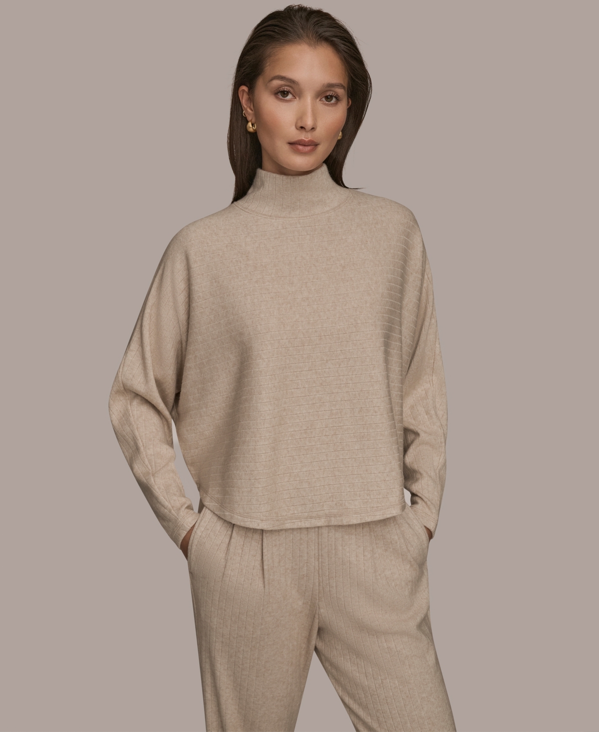 Click here for Donna Karan Weekend Womens Mock Neck Crop Top - Li... prices