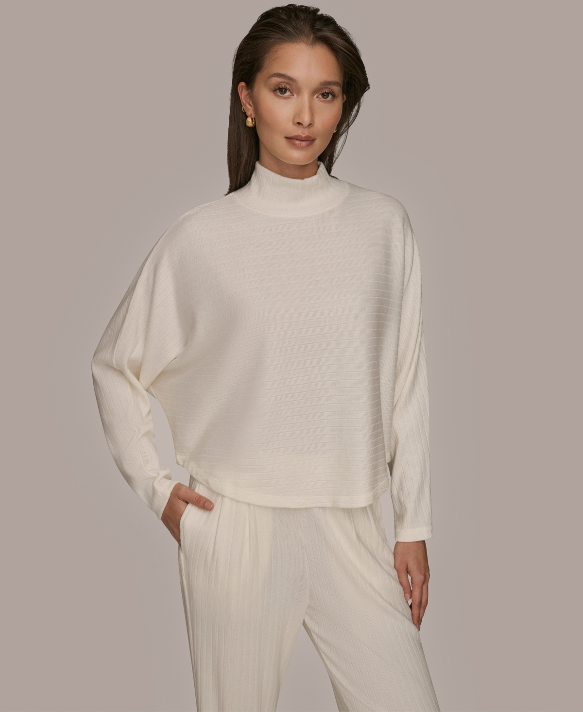 Click here for Donna Karan Weekend Womens Mock Neck Crop Top - Cr... prices