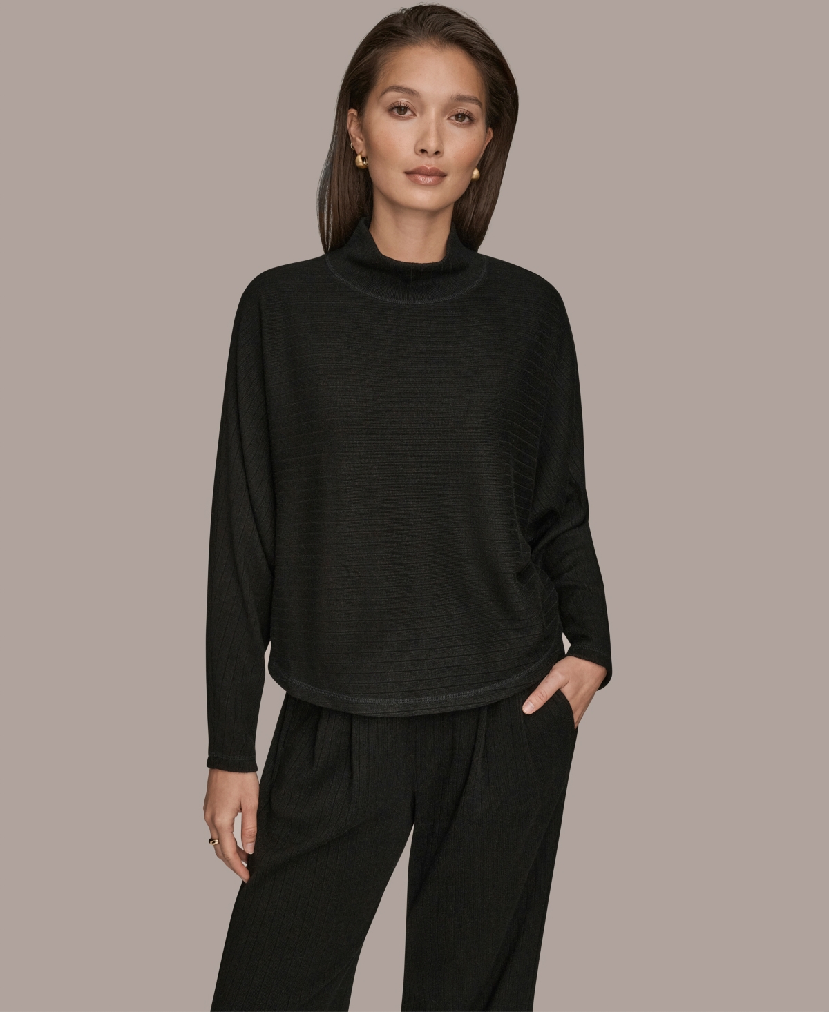Click here for Donna Karan Weekend Womens Mock Neck Crop Top - Bl... prices