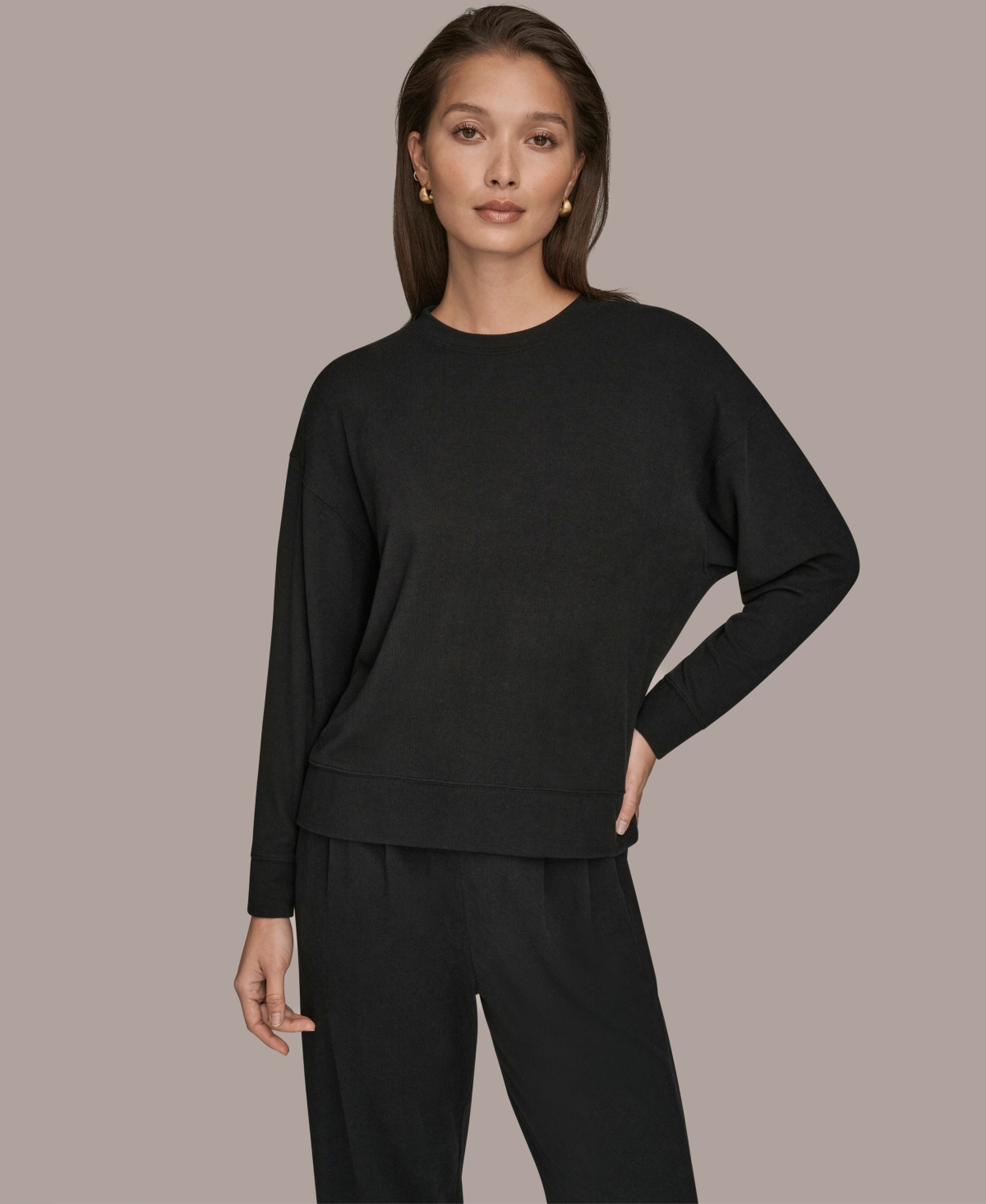 Click here for Donna Karan Weekend Womens Crew Neck Top - Black prices