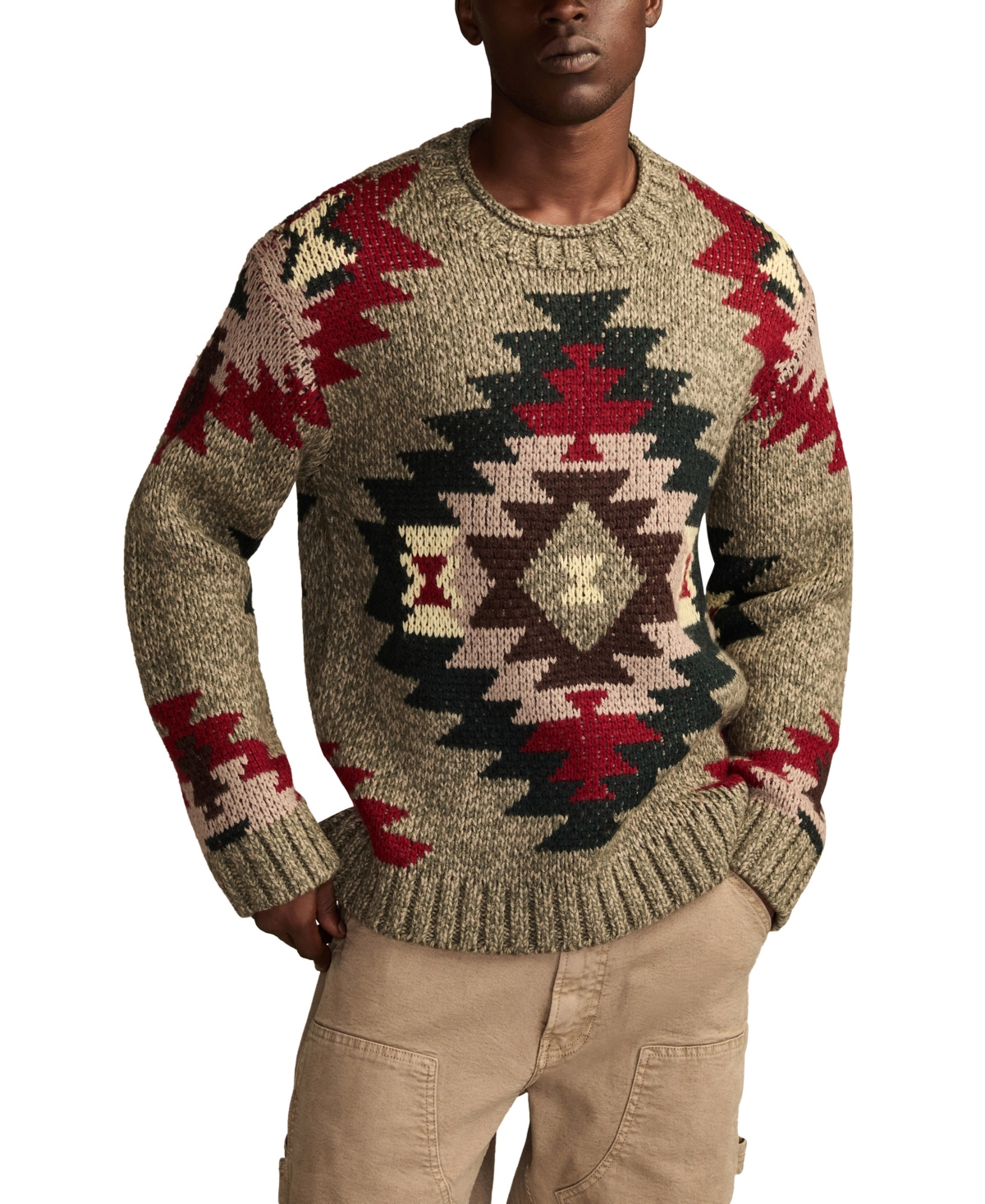 Click here for Lucky Brand Mens Crewneck Novelty Sweater - Red Da... prices
