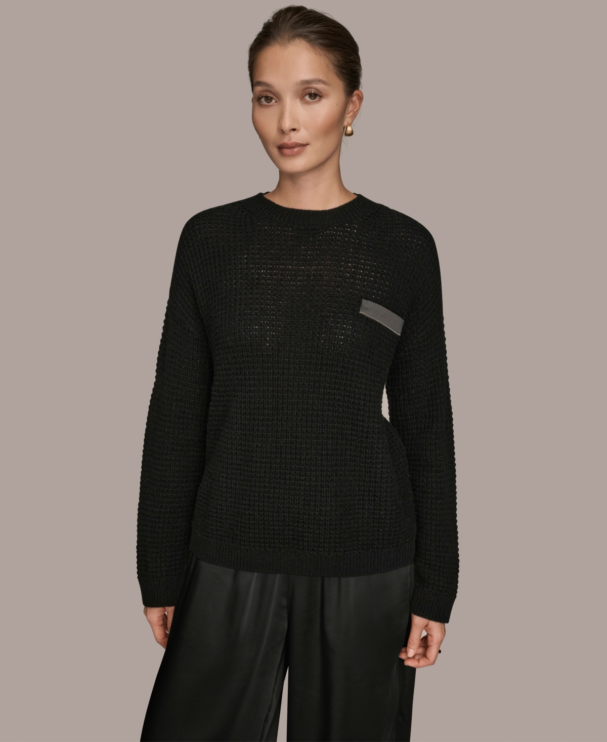 Click here for Donna Karan Weekend Womens Long Sleeve Waffle Stit... prices
