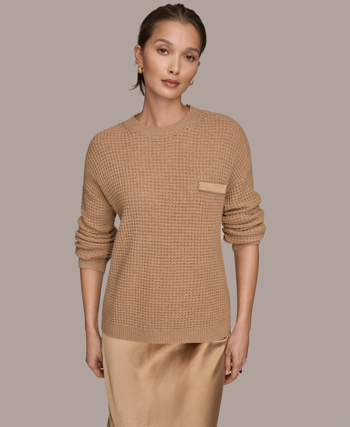 Click here for Donna Karan Weekend Womens Long Sleeve Waffle Stit... prices