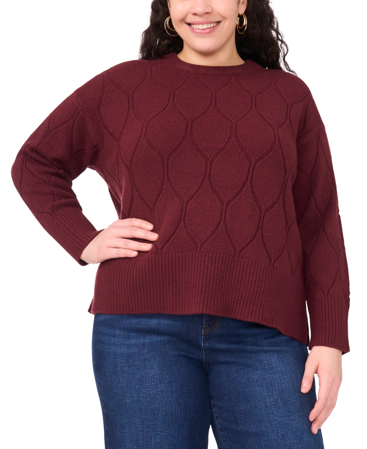 Click here for Vince Camuto Plus Size Long-Sleeve Crewneck Sweate... prices