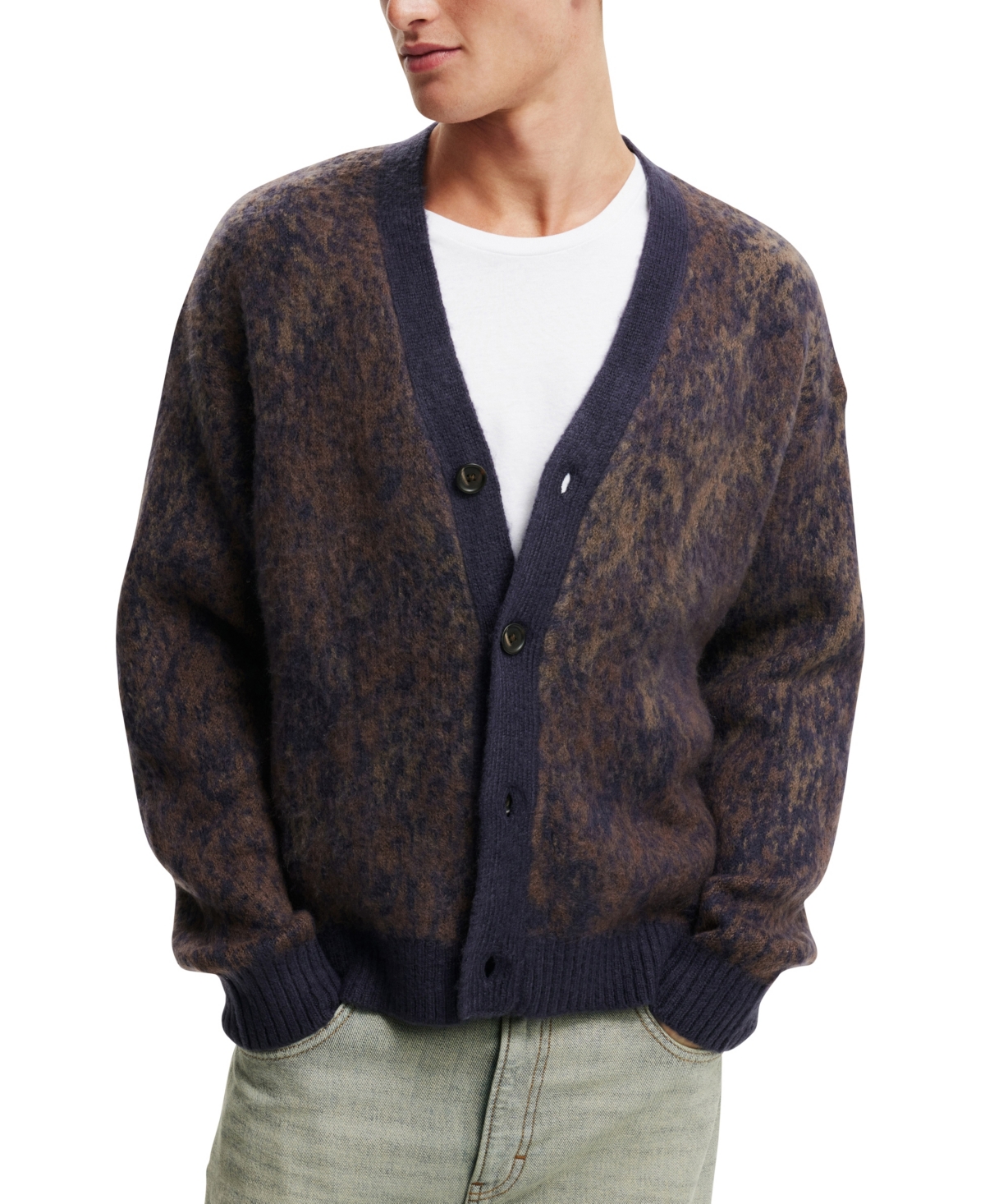 Click here for Cotton On Mens Cropped Cardigan - Navy prices