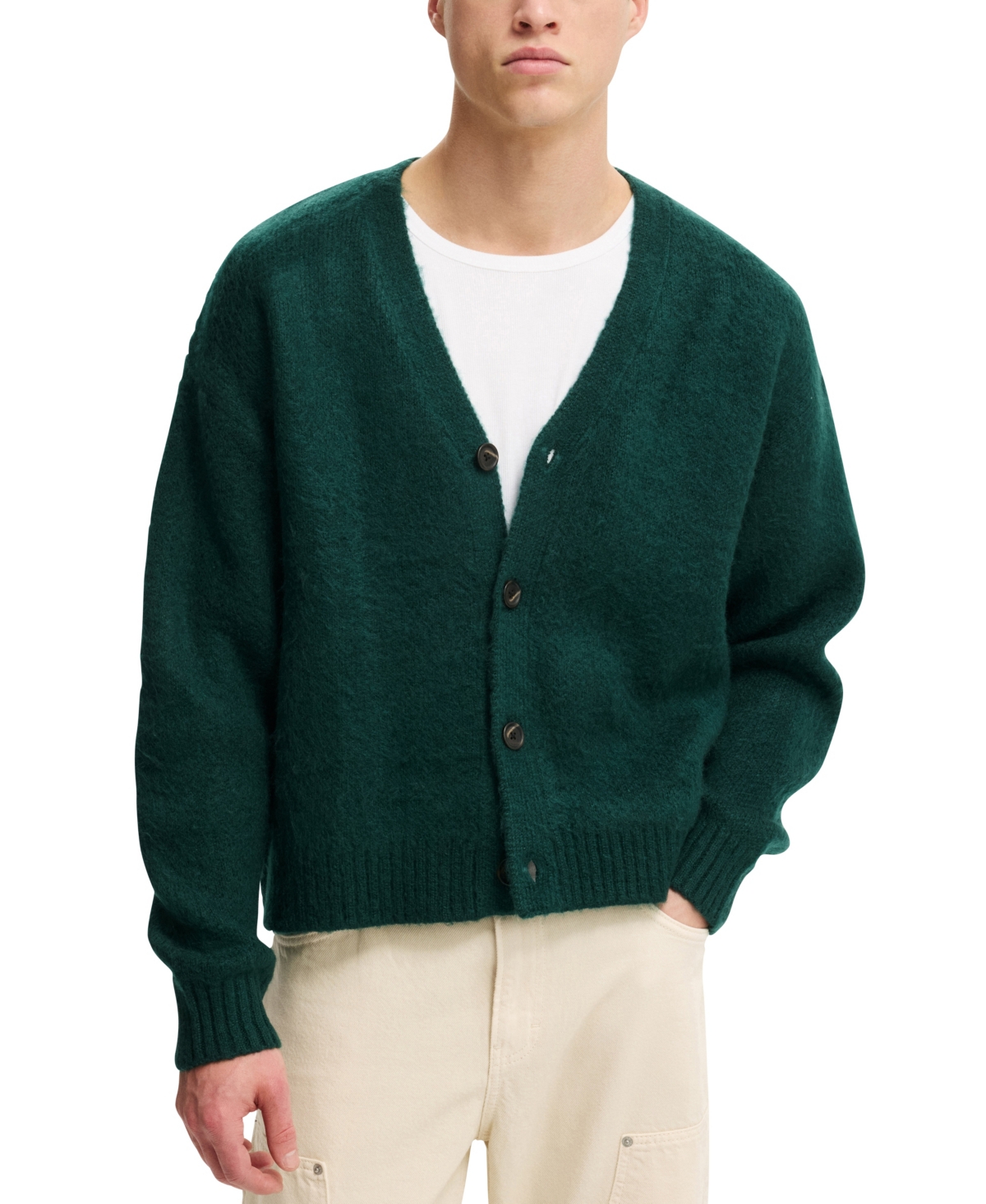 Click here for Cotton On Mens Cropped Cardigan - Green prices