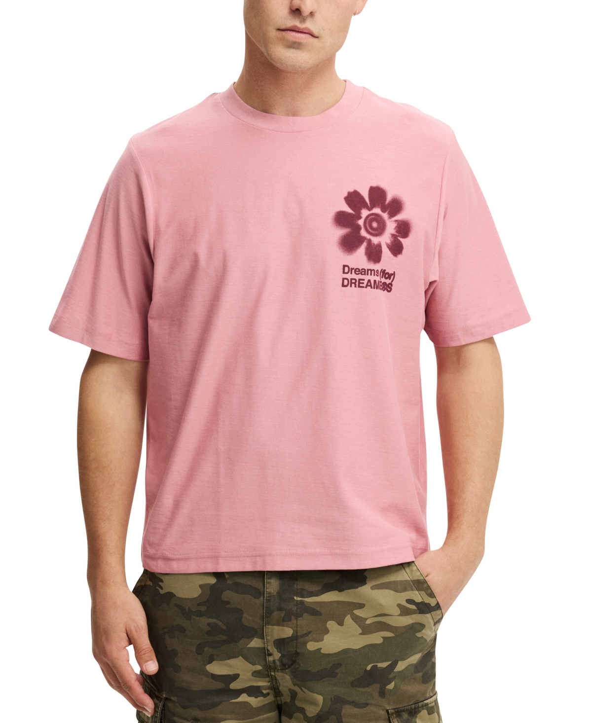 Click here for Cotton On Mens Cropped Fit Graphic T-Shirt - Pink prices