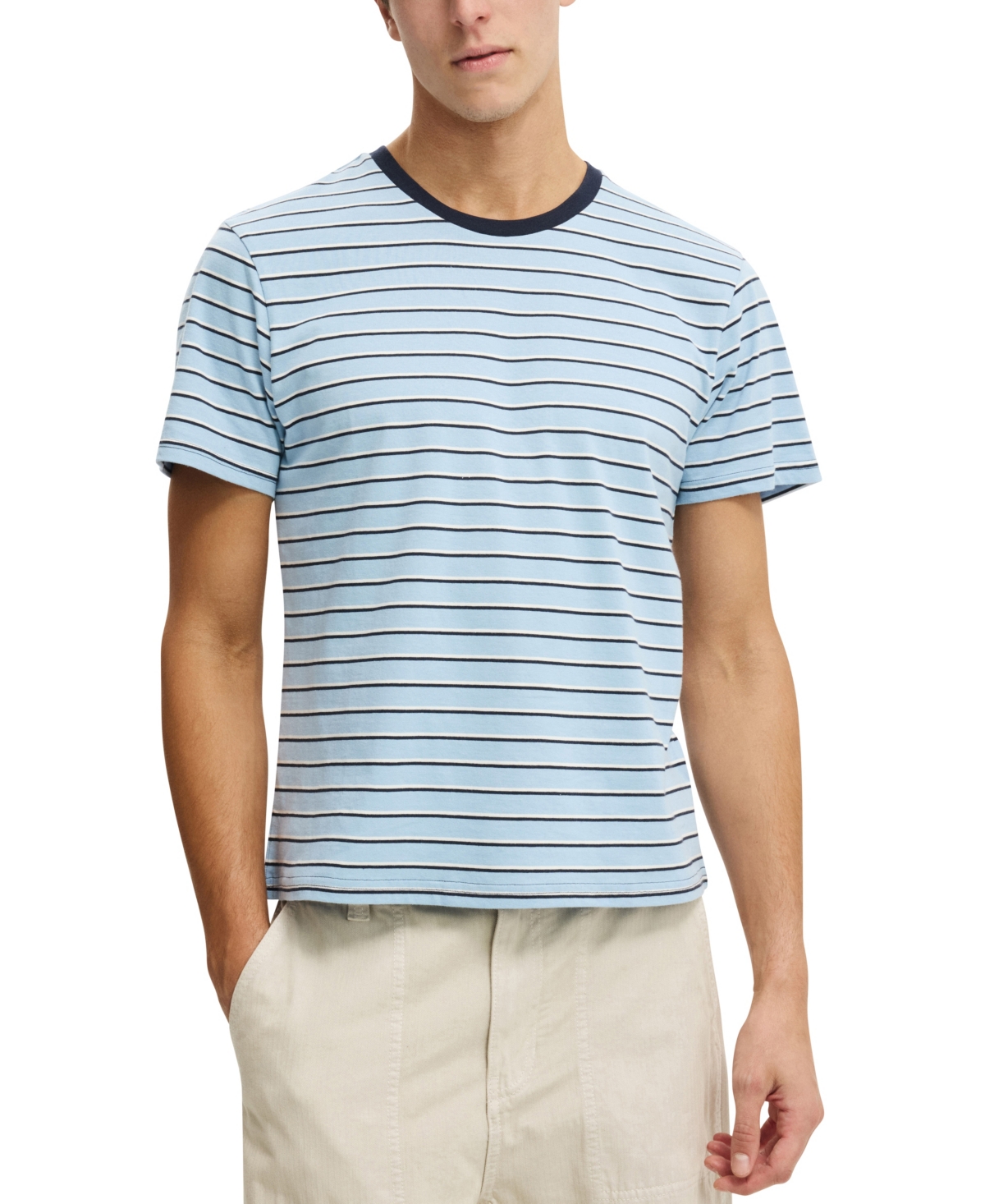 Click here for Cotton On Mens Baby T-Shirt - Blue prices