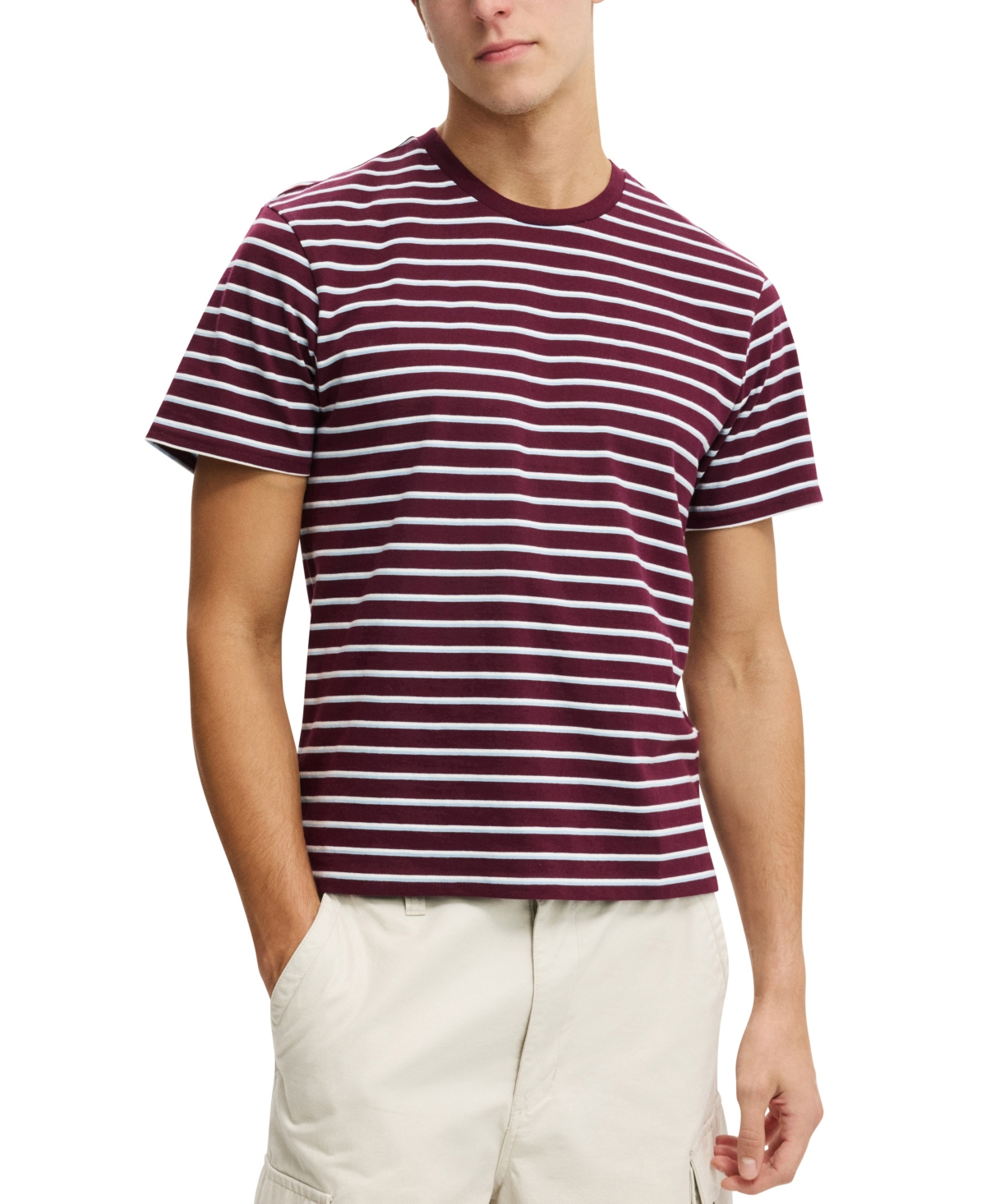 Click here for Cotton On Mens Baby T-Shirt - Purple/ White prices