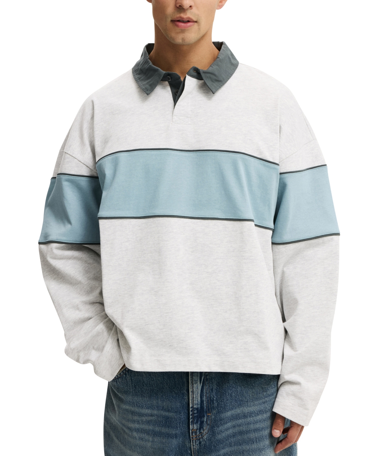 Click here for Cotton On Mens Cropped Fit Rugby Shirt - White prices