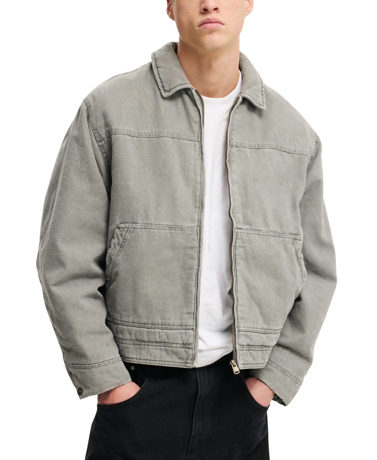 Click here for Cotton On Mens Cropped Worker Jacket - Gray prices