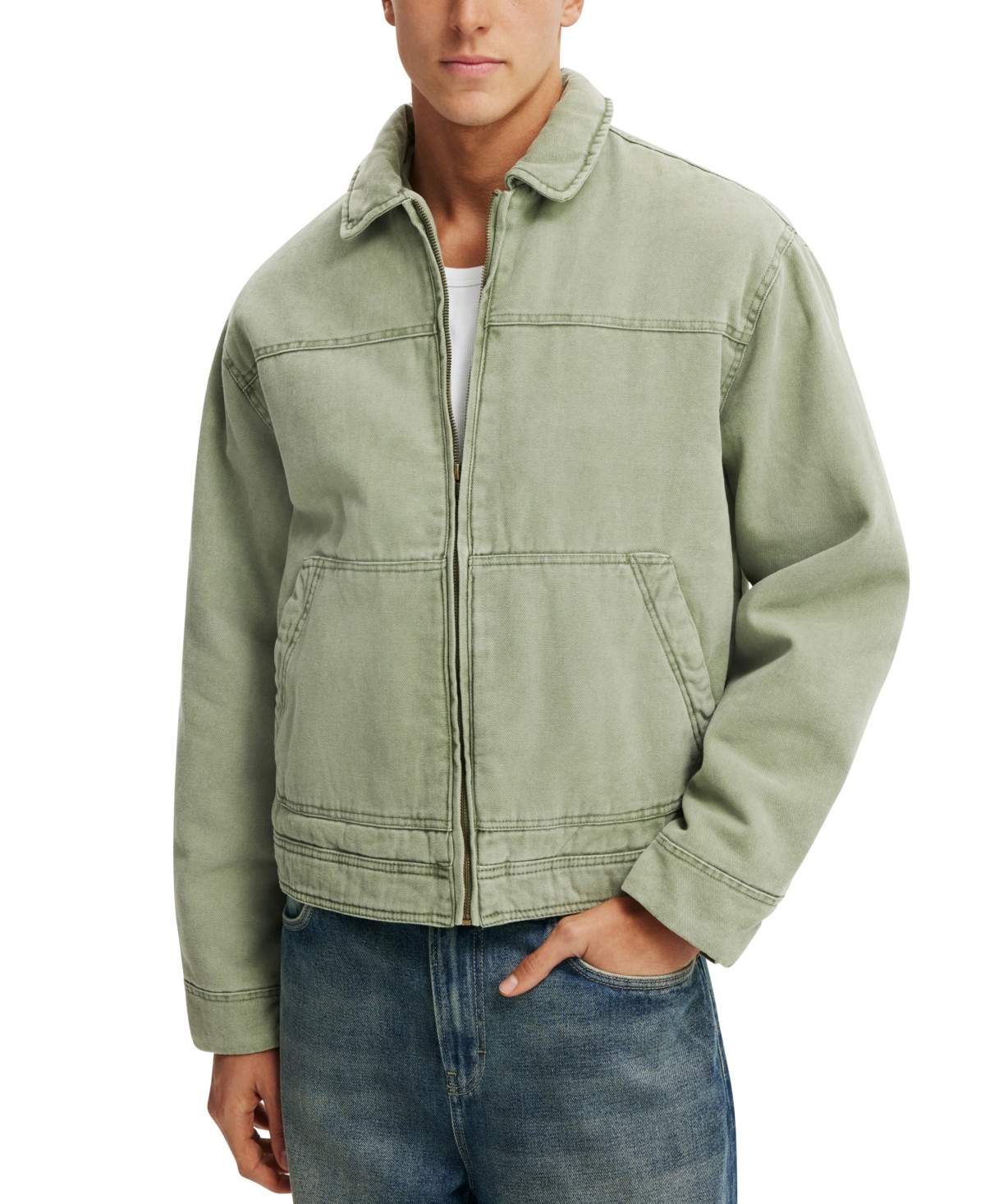 Click here for Cotton On Mens Cropped Worker Jacket - Olive prices