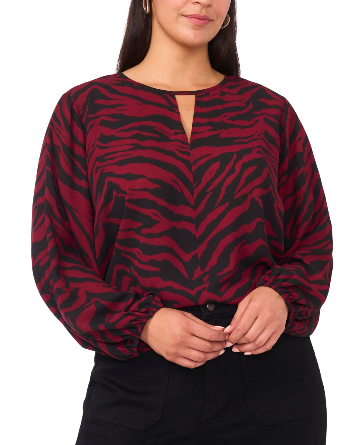 Click here for Vince Camuto Plus Size Printed Long Sleeve Top - B... prices