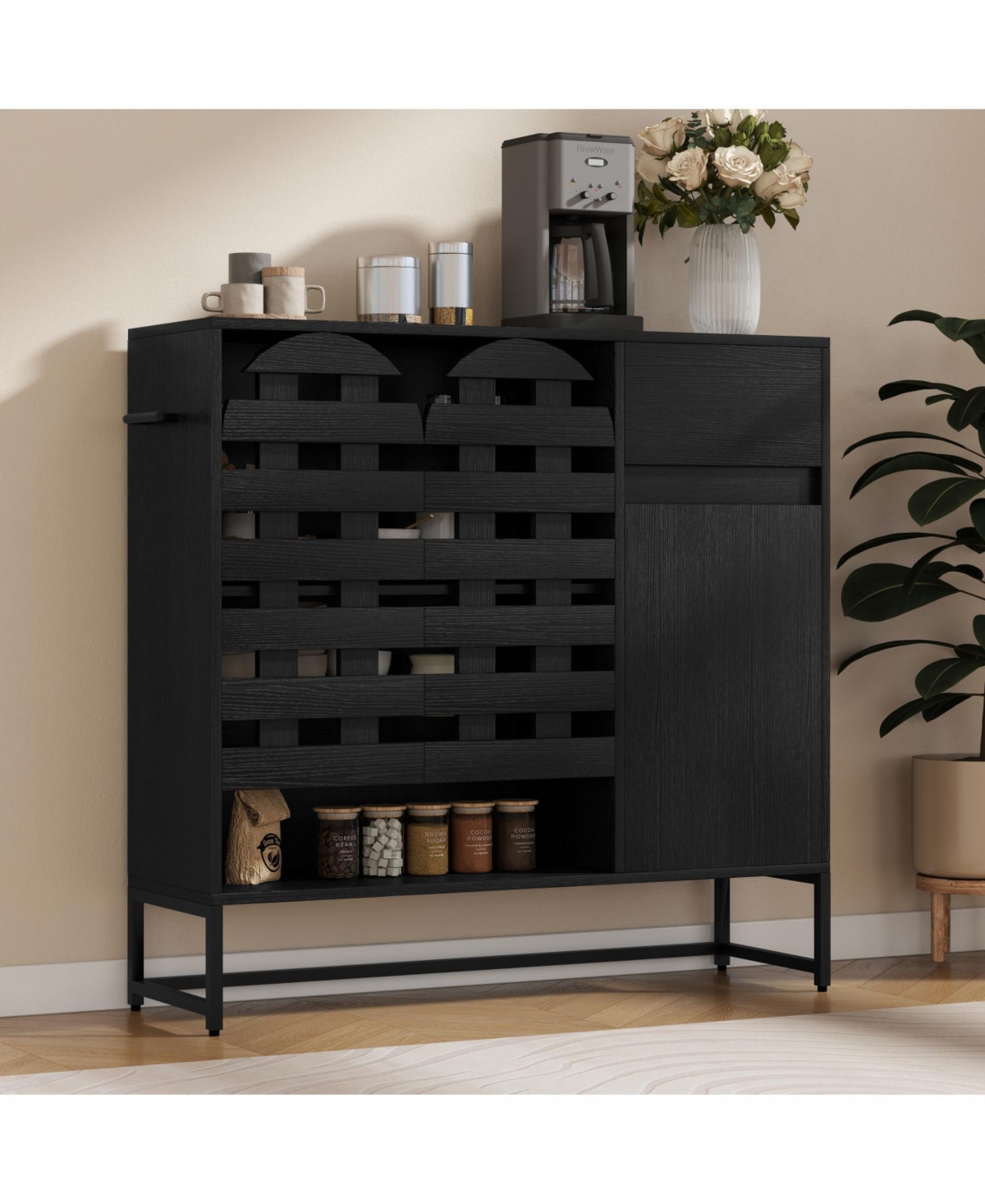 Click here for Streamdale Black Woven Door Accent Cabinet - Kitch... prices