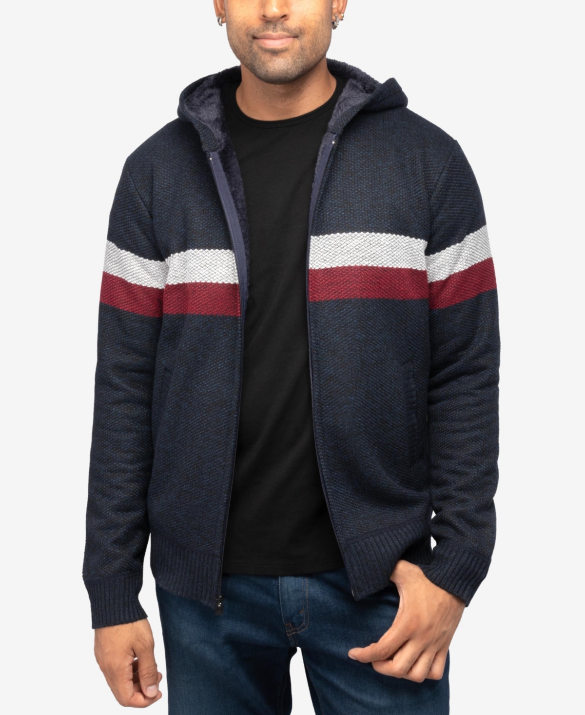 Click here for Xray Mens Zip Up Fleece Lined Cardigan Hooded Swea... prices