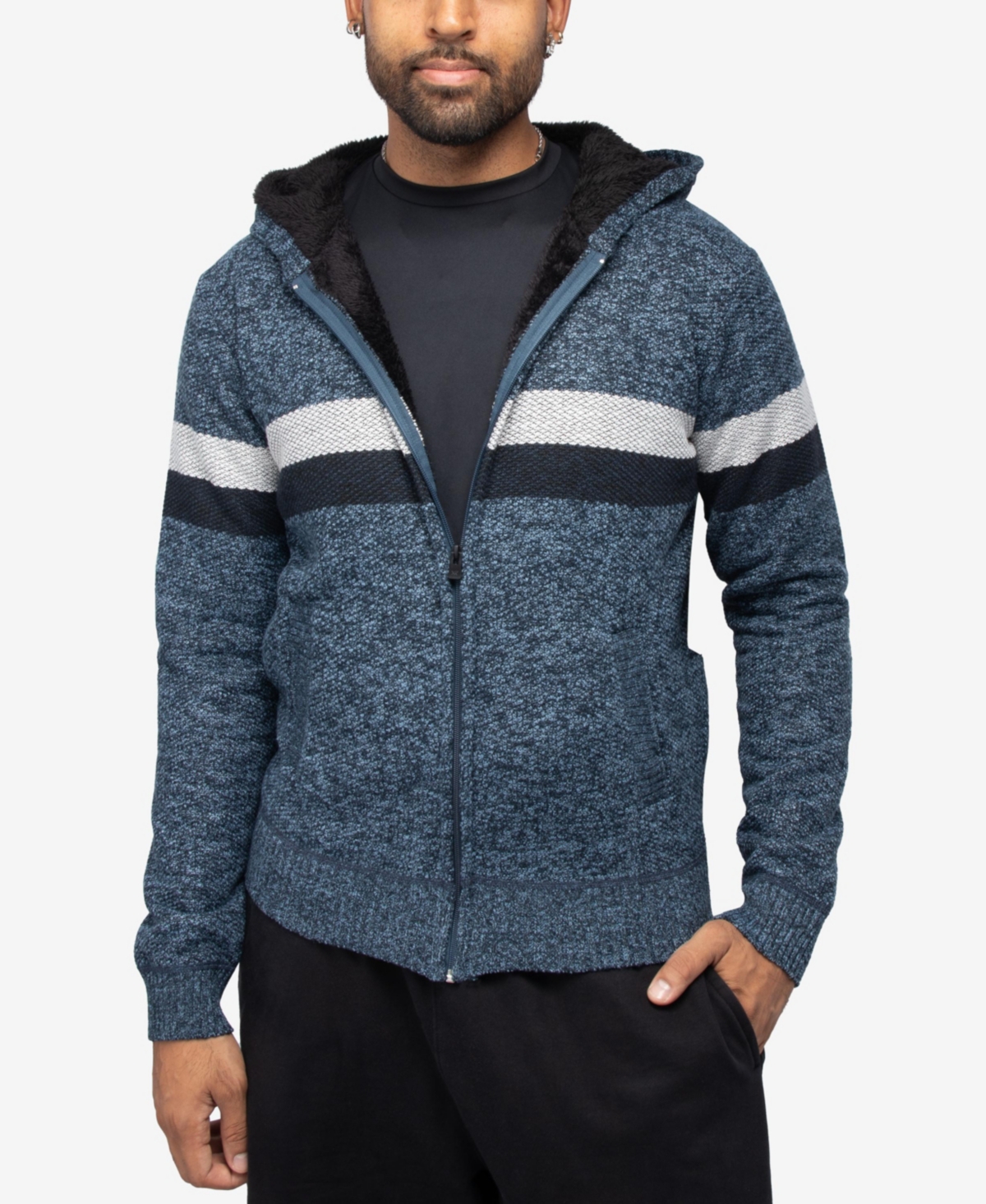 Click here for Xray Mens Zip Up Fleece Lined Cardigan Hooded Swea... prices