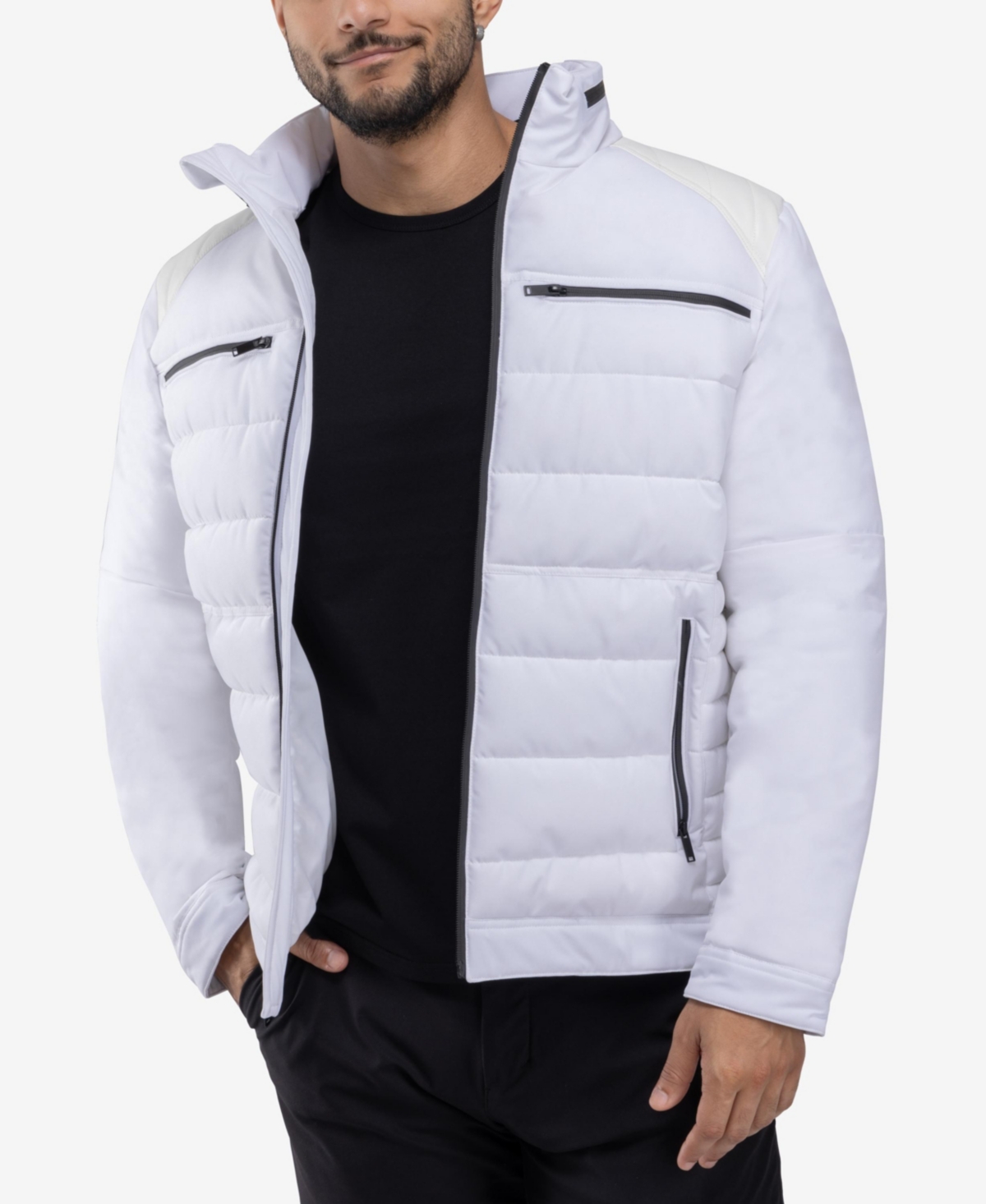 Click here for Xray Mens Puffer Jacket With Pu Shoulder - White prices